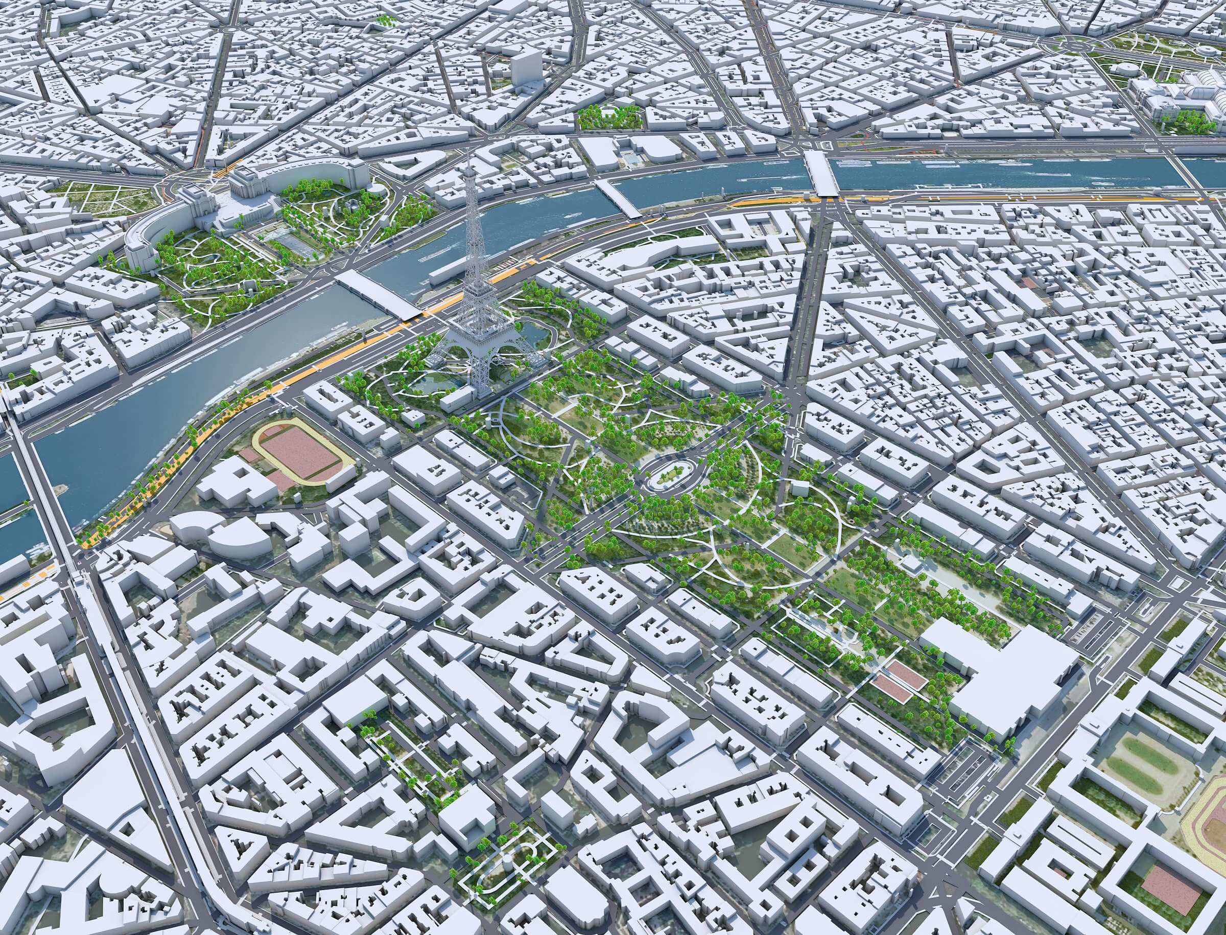 Paris, France 30km - 3D Model by 3dstudio