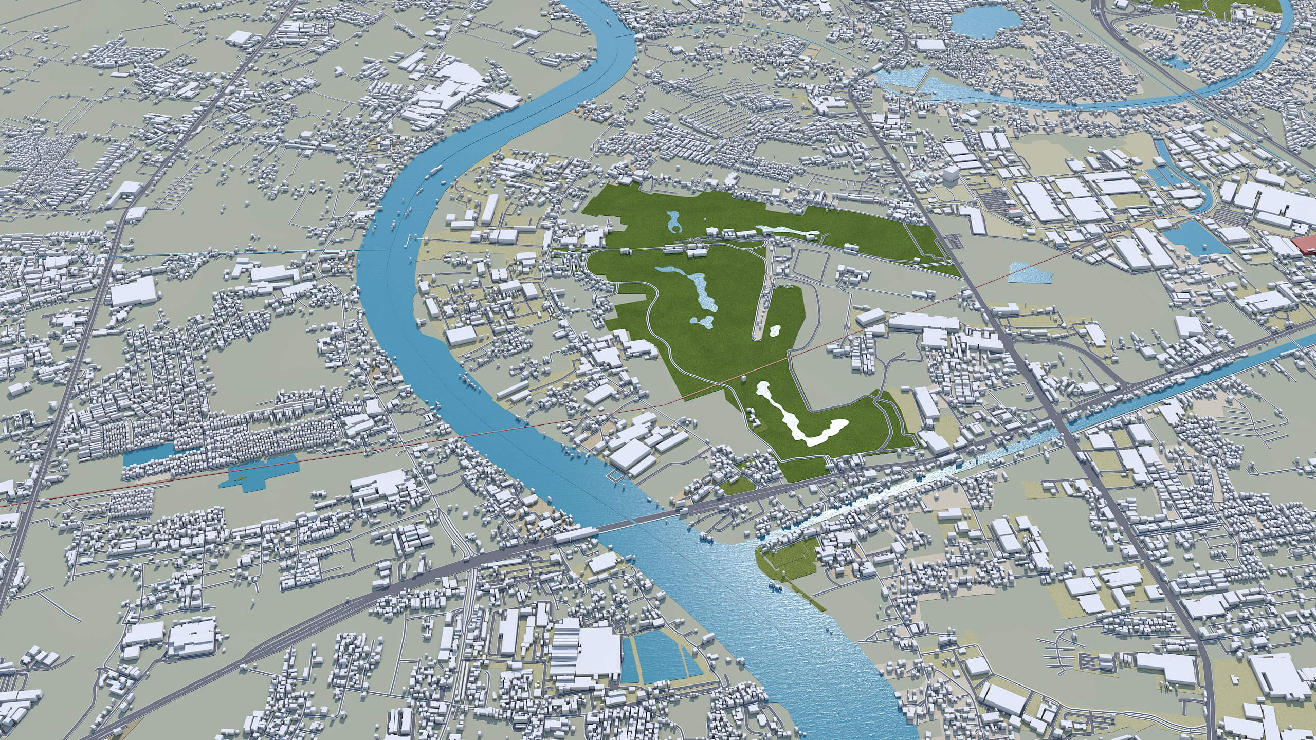 Pathum City Thani Thailand 3D Model 70km by 3dstudio