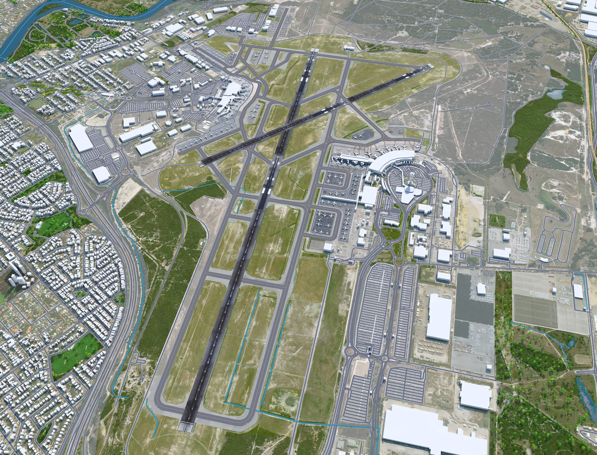 Perth Airport - 3D Model by 3dstudio