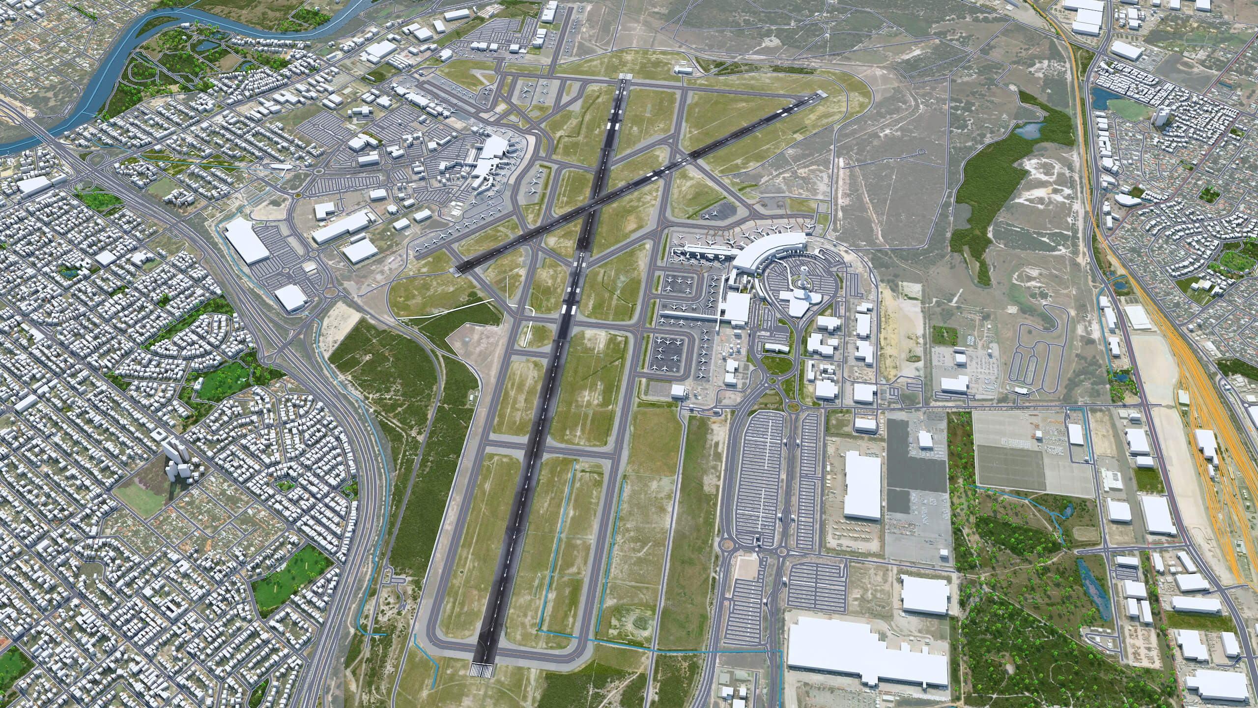Perth Airport - 3D Model by 3dstudio