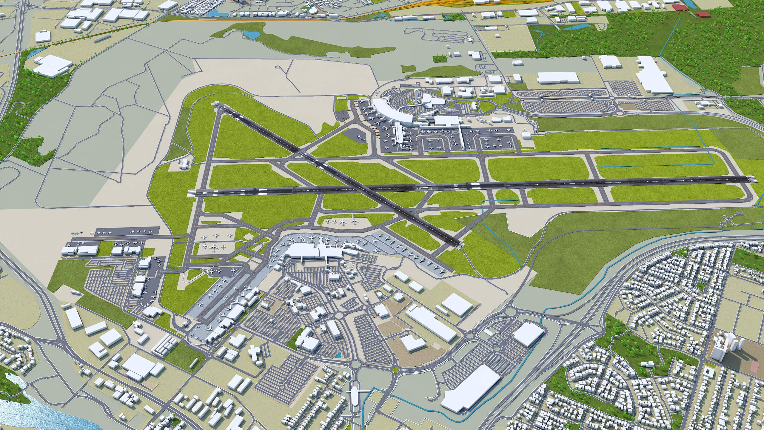 Perth Airport - 3D Model by 3dstudio