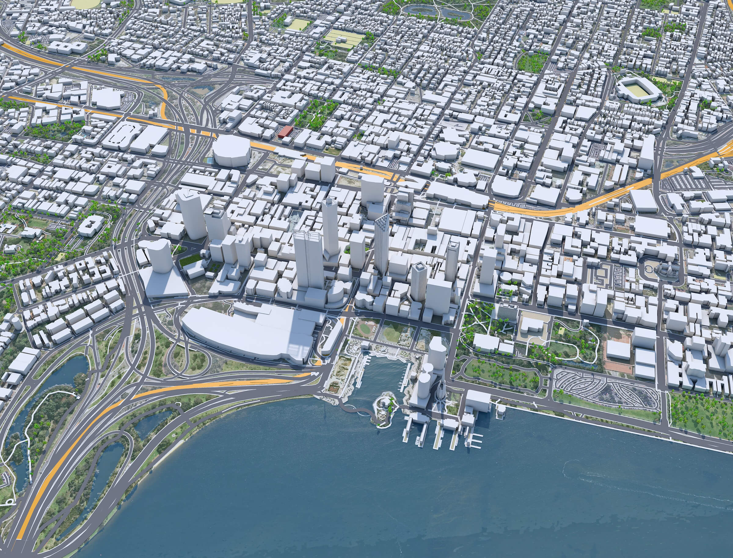 Perth Downtown City Australia 8km - 3D Model by 3dstudio