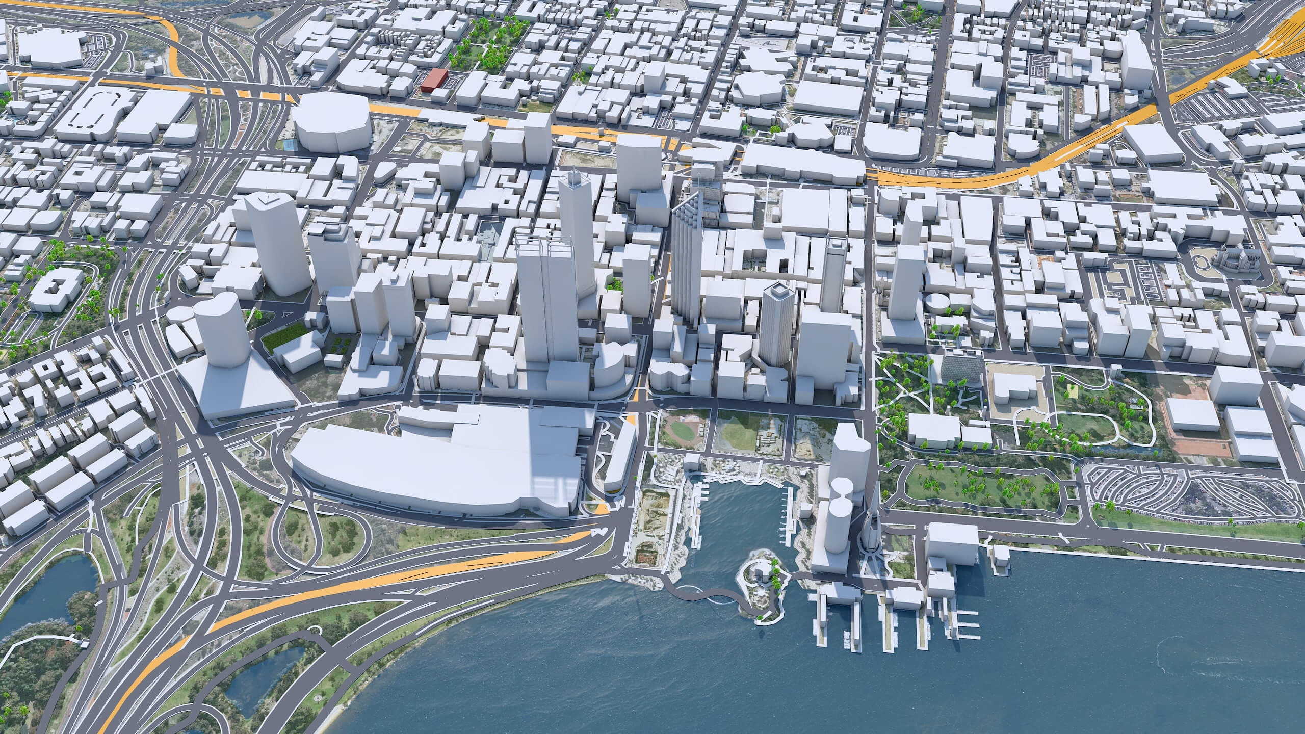 Perth Downtown City Australia 8km - 3D Model by 3dstudio