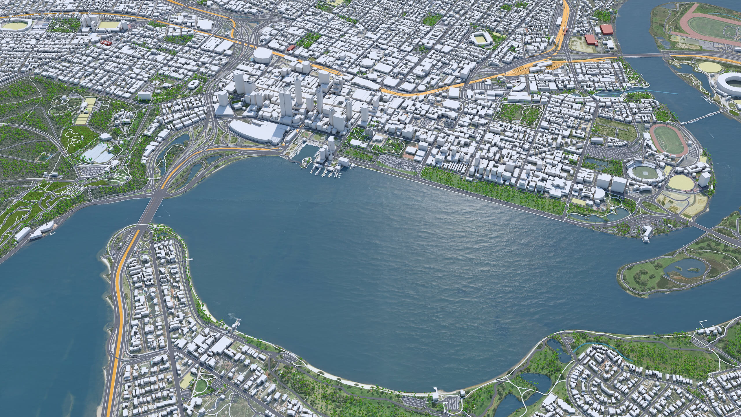 Perth Downtown City Australia 8km - 3D Model by 3dstudio