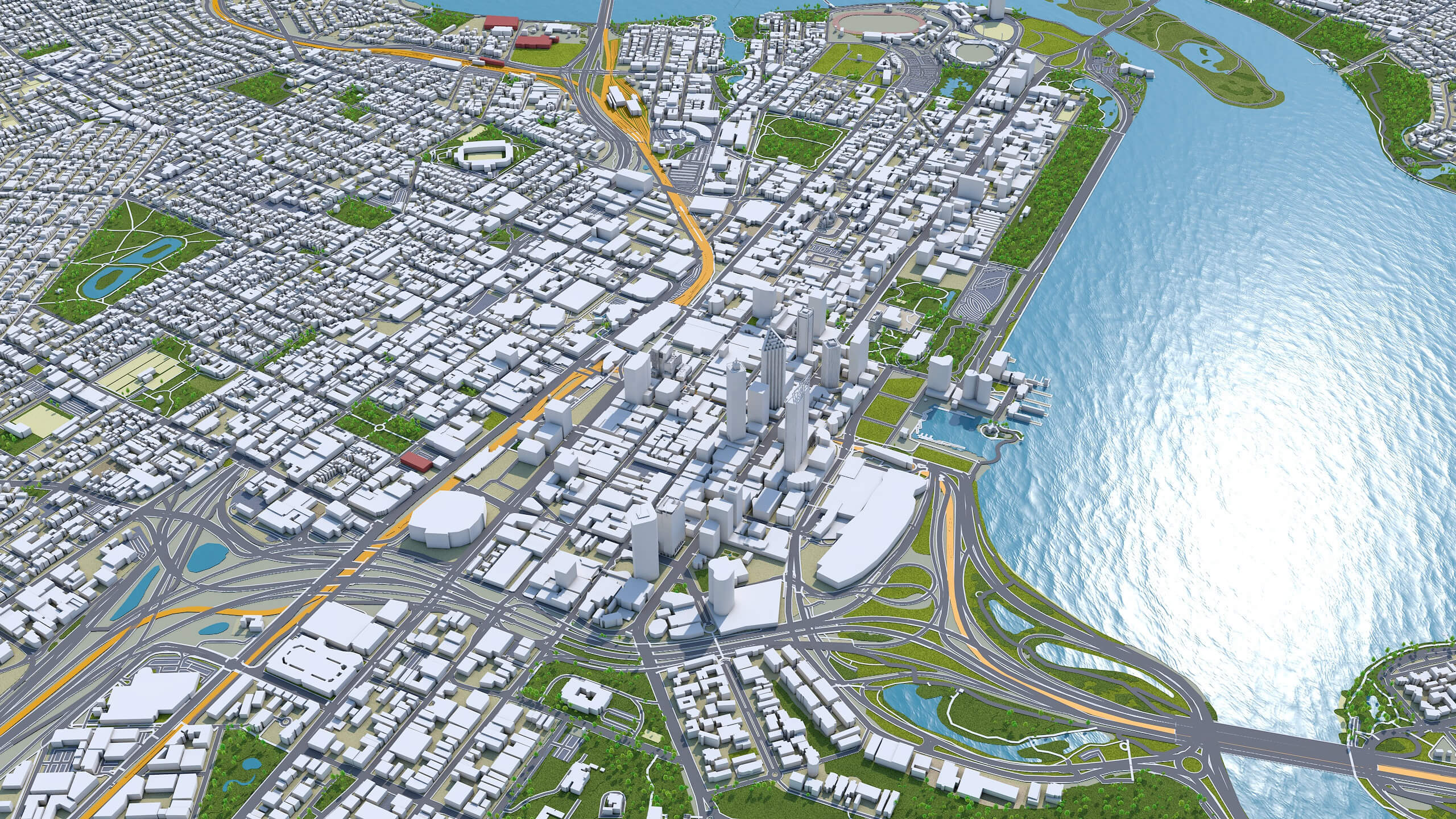 Perth Downtown City Australia 8km - 3D Model by 3dstudio