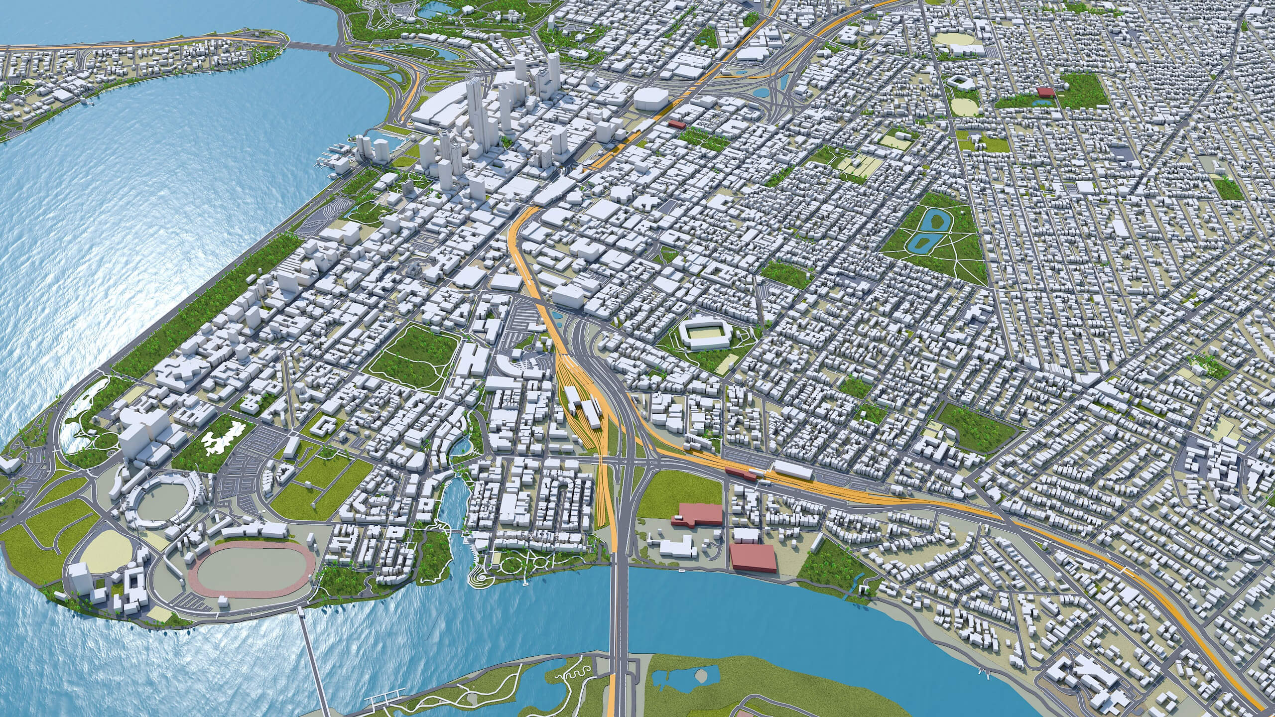 Perth Downtown City Australia 8km - 3D Model by 3dstudio