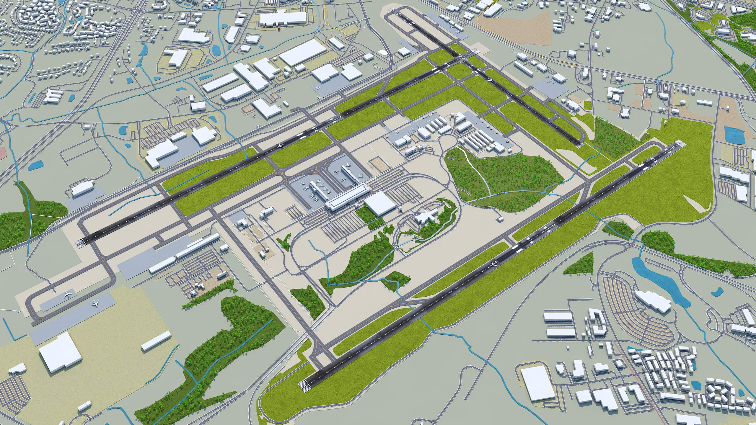 Piedmont Triad International Airport Greensboro 10km - 3D Model by 3dstudio