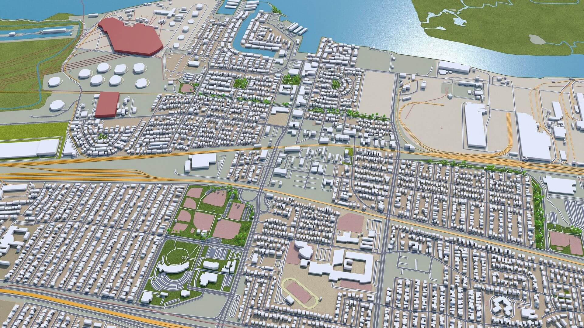 Pittsburg, California USA 30Km - 3D Model by 3dstudio
