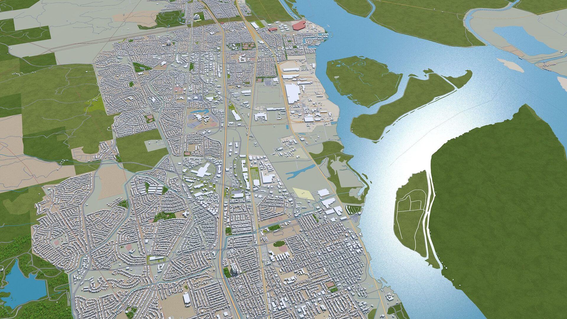 Pittsburg, California USA 30Km - 3D Model by 3dstudio