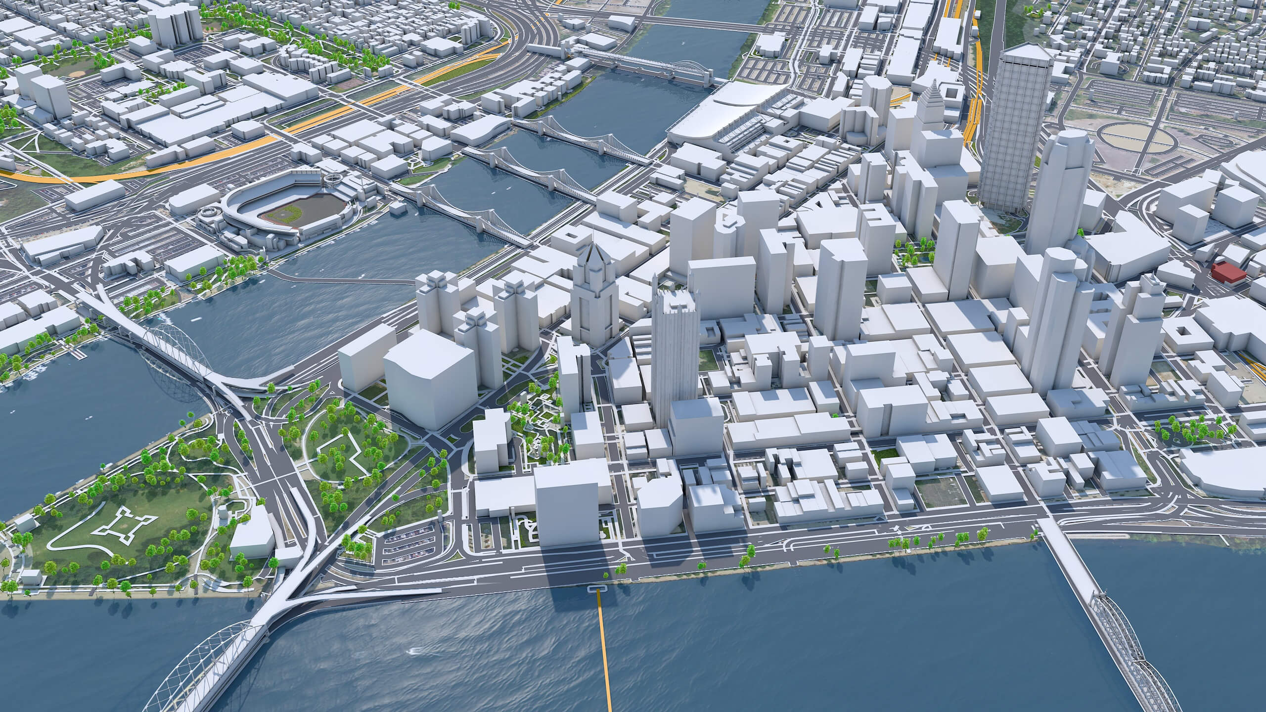 Pittsburgh Downtown Pennsylvania USA 8km - 3D Model by 3dstudio