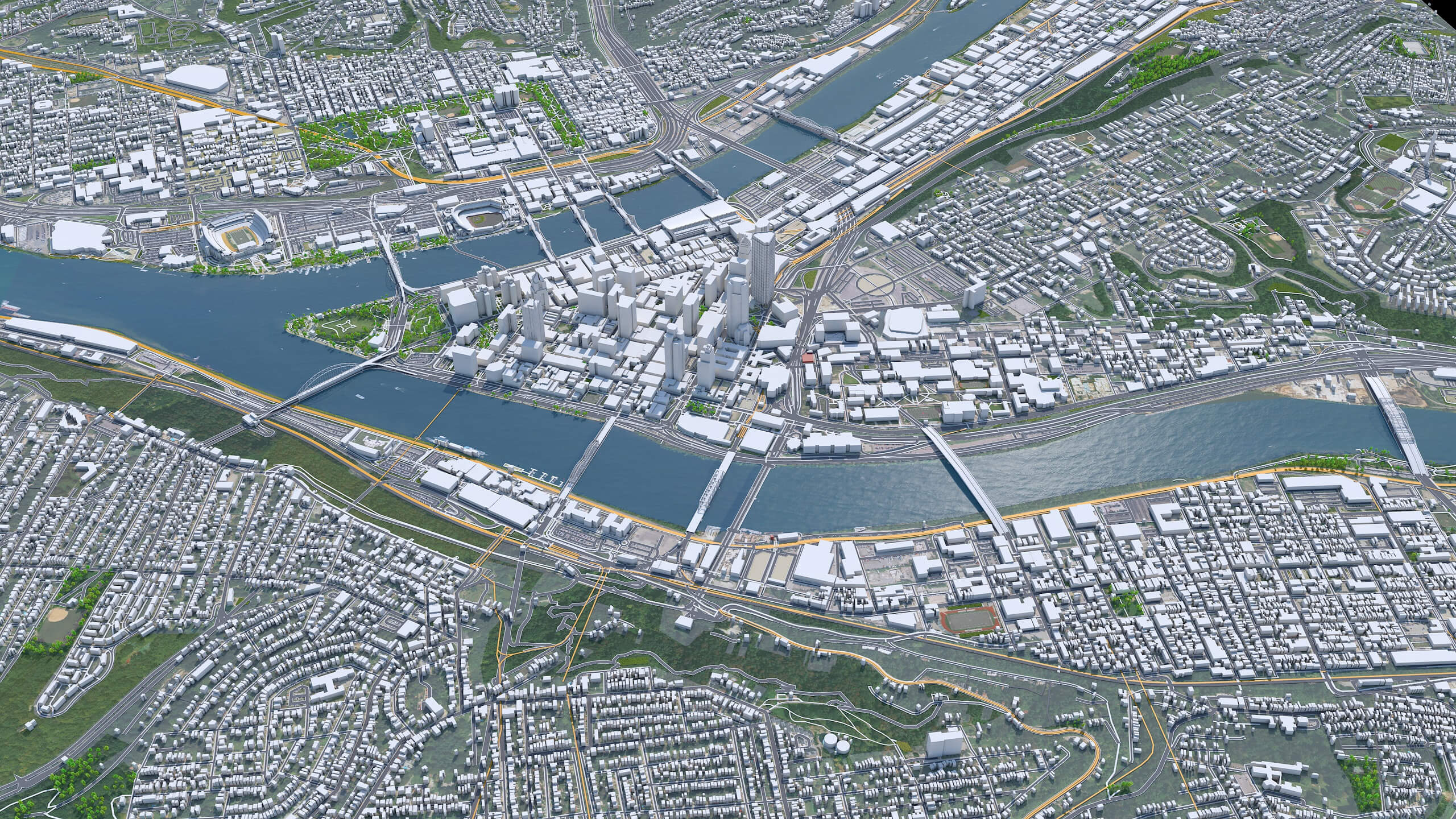 Pittsburgh Downtown Pennsylvania USA 8km - 3D Model by 3dstudio