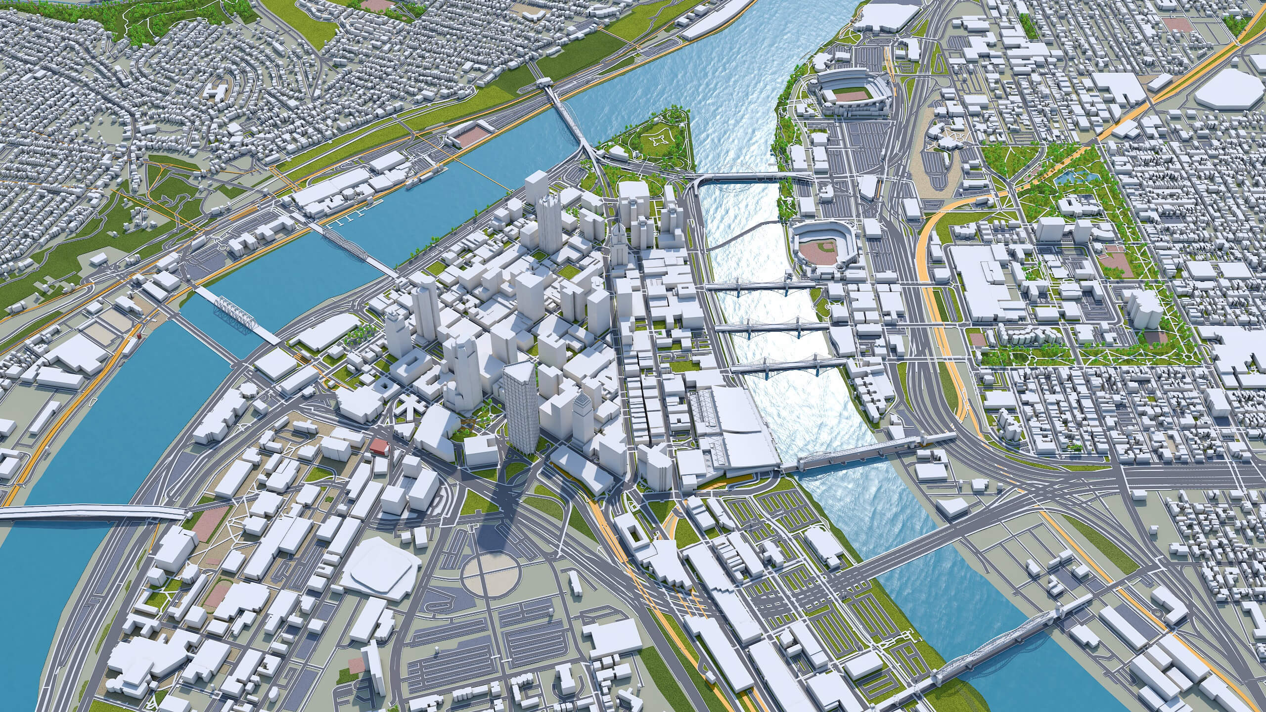 Pittsburgh Downtown Pennsylvania USA 8km - 3D Model by 3dstudio