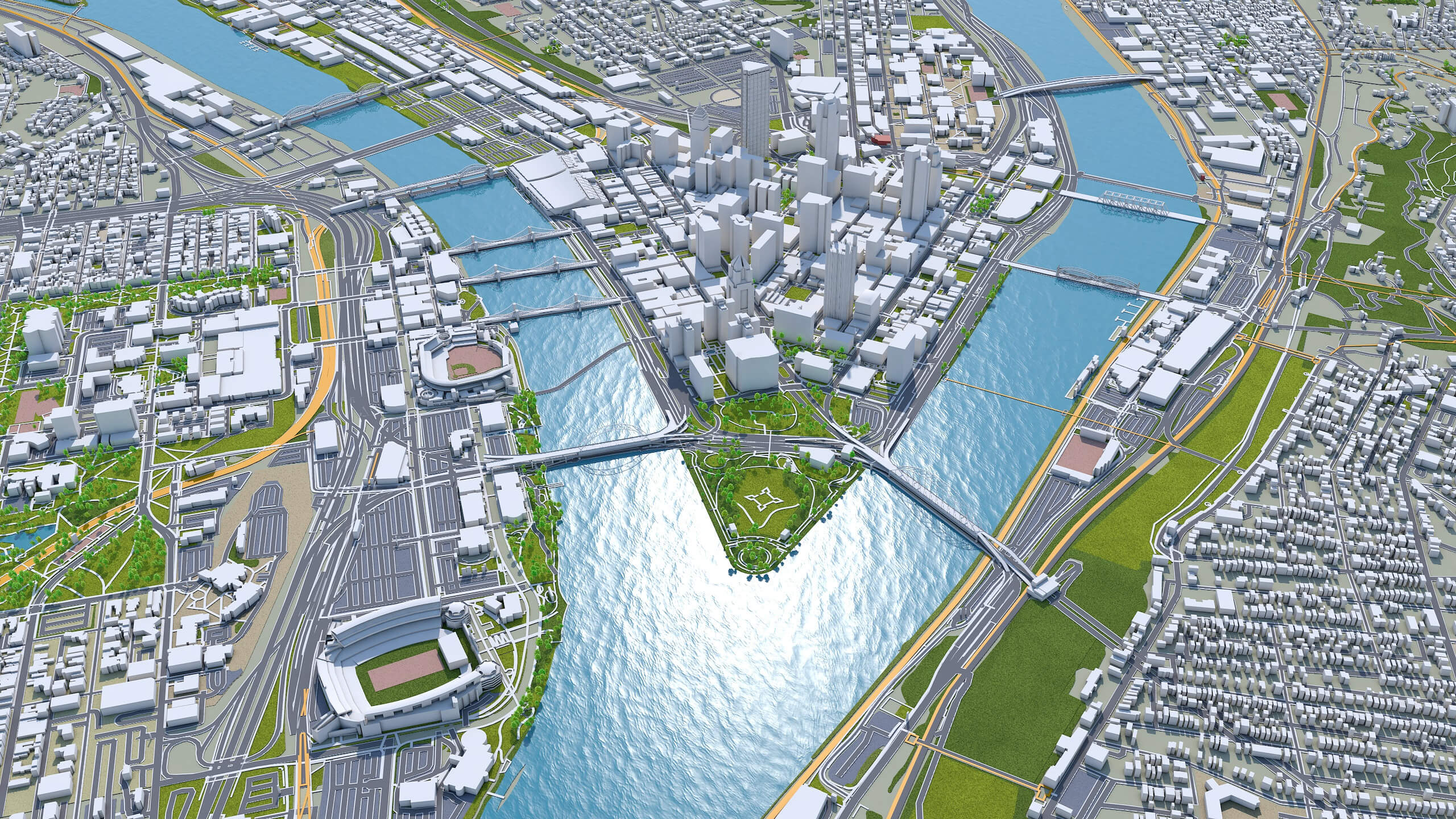 Pittsburgh Downtown Pennsylvania USA 8km - 3D Model by 3dstudio