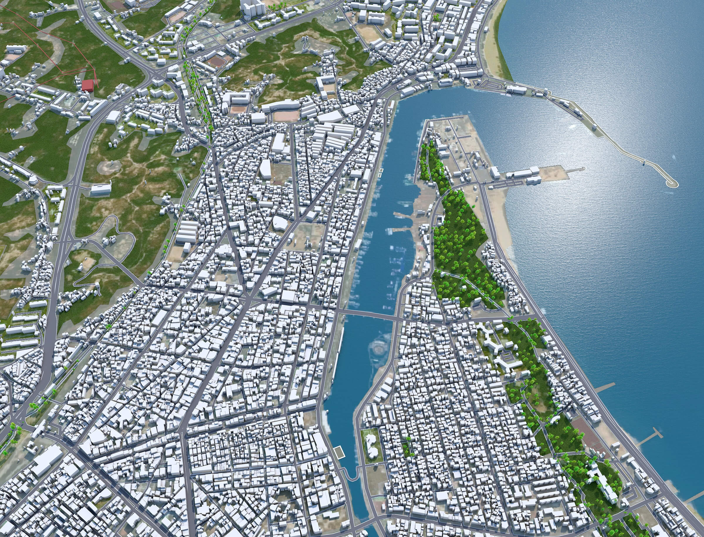 Pohang City South Korea 3D Model 60km by 3dstudio