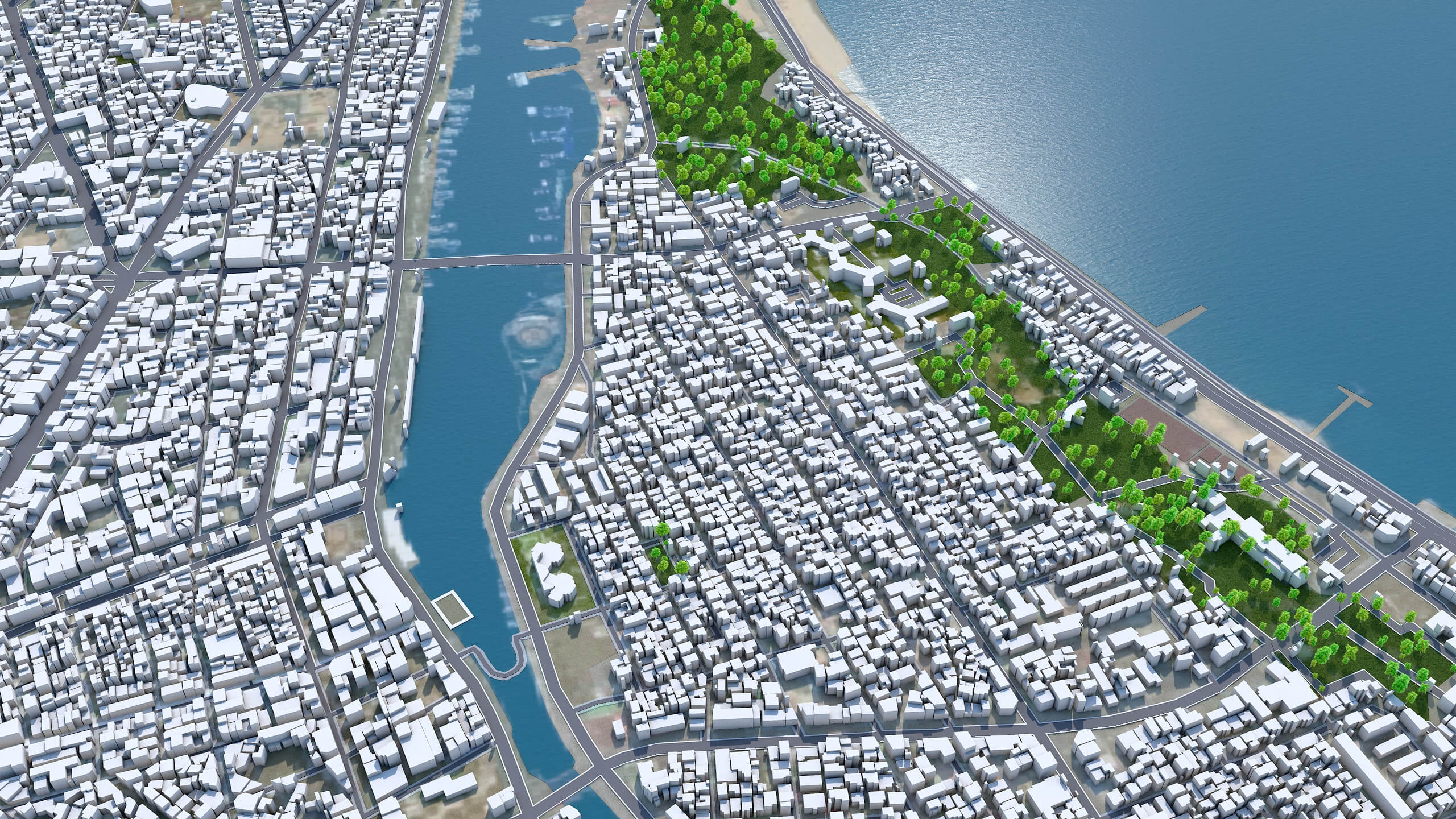Pohang City South Korea 3D Model 60km by 3dstudio