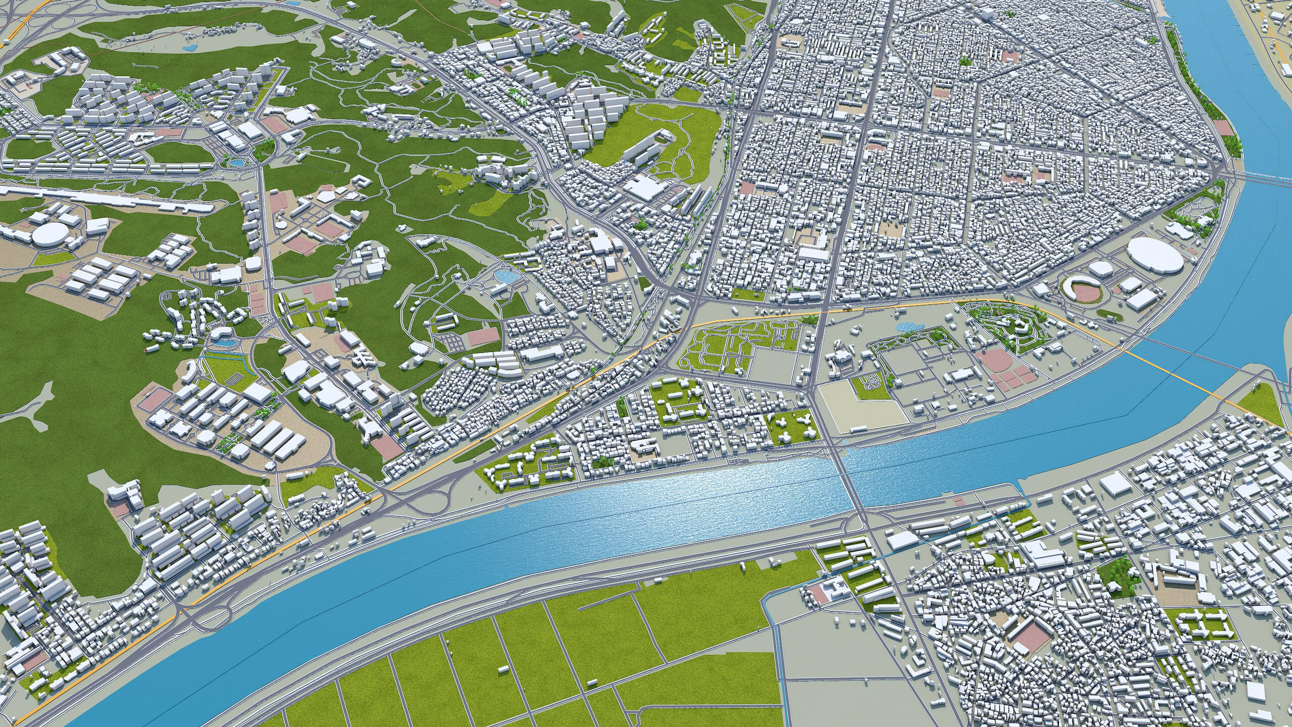 Pohang City South Korea 3D Model 60km by 3dstudio