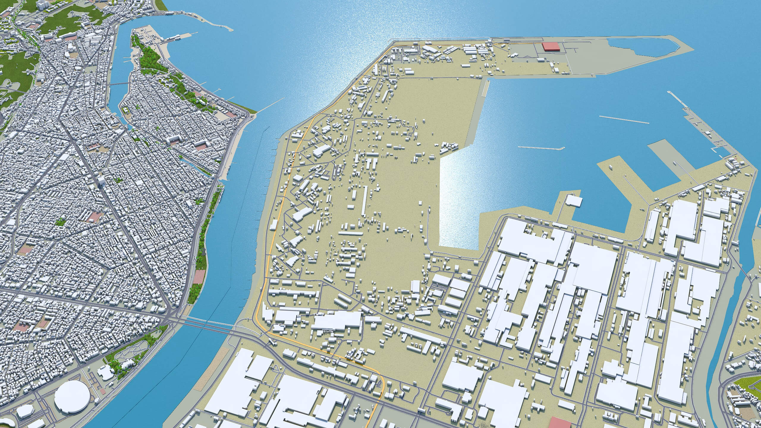 Pohang City South Korea 3D Model 60km by 3dstudio