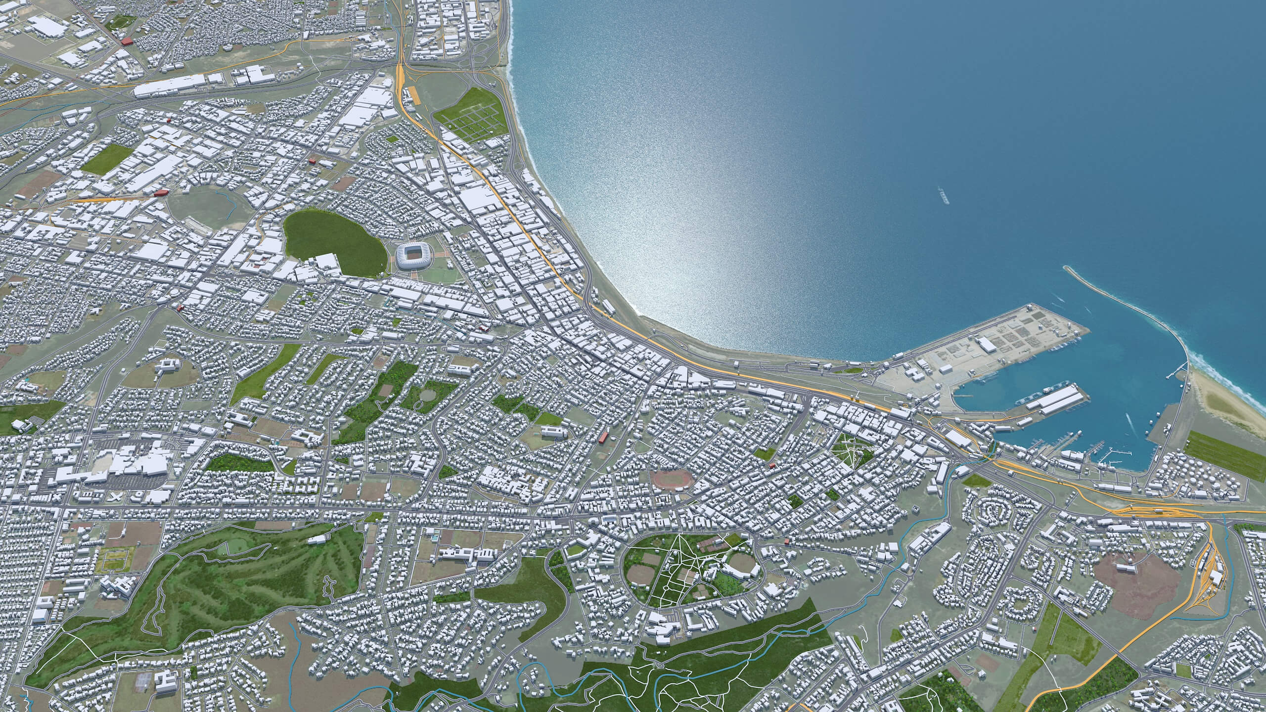 Port Elizabeth City South Africa 3D Model 40km by 3dstudio