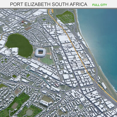 Port Elizabeth City South Africa 3D Model 40km by 3dstudio