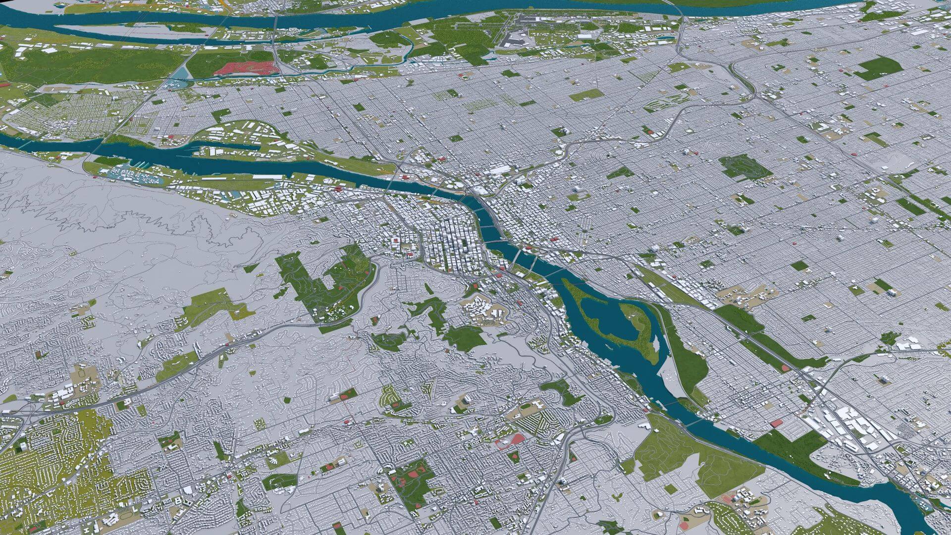 Portland Oregon 50km - 3D Model by 3dstudio