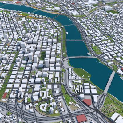 Portland Oregon 50km - 3D Model by 3dstudio