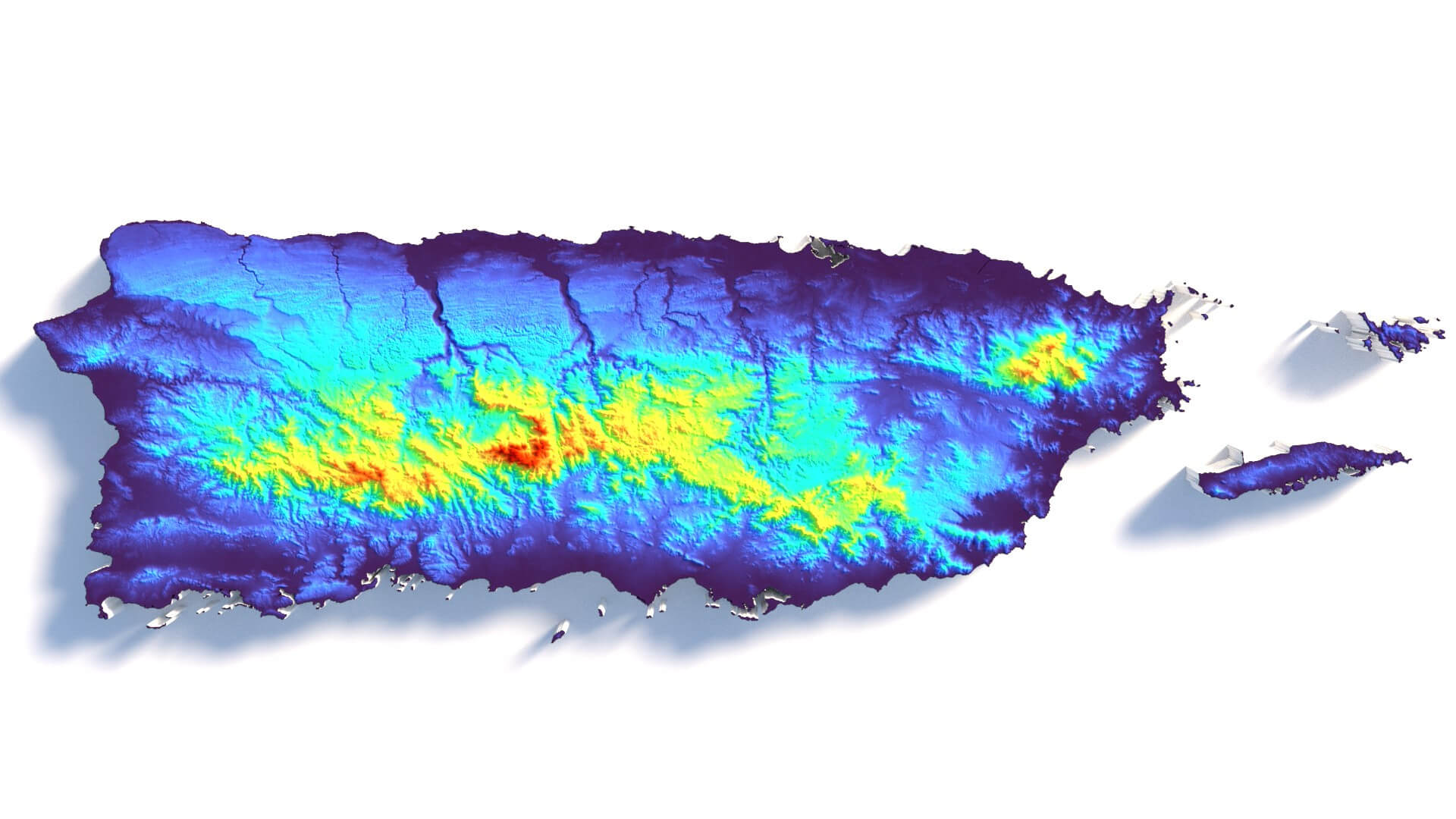 Puerto Rico Terrain Map - 3D Model by 3dstudio