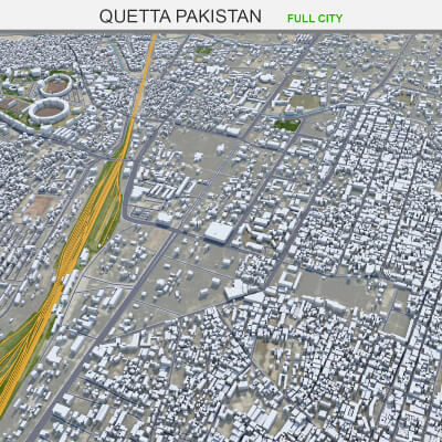 Quetta City Pakistan 3D Model 40km by 3dstudio