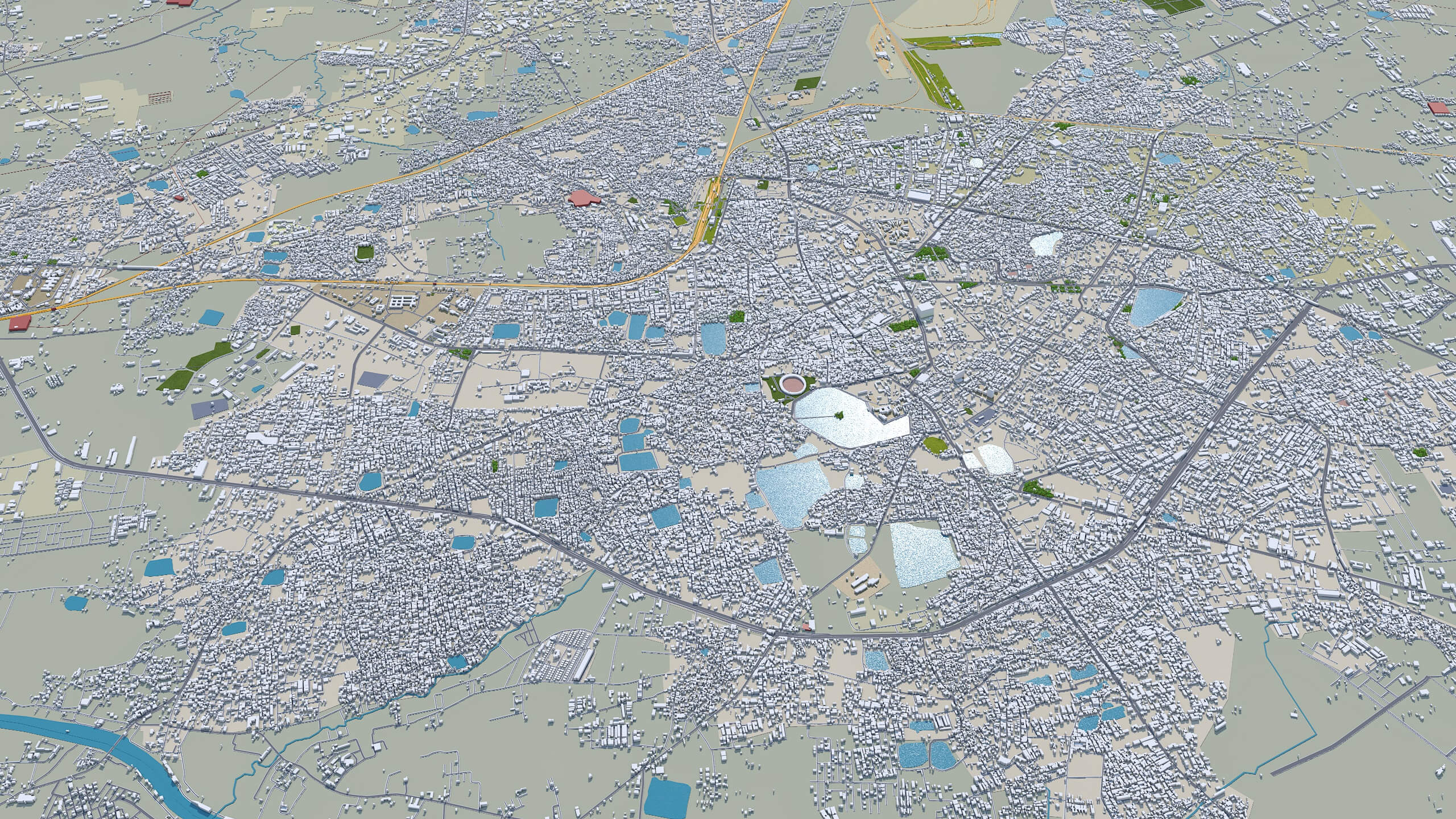Raipur City Chhattisgarh India 3D Model 30km by 3dstudio