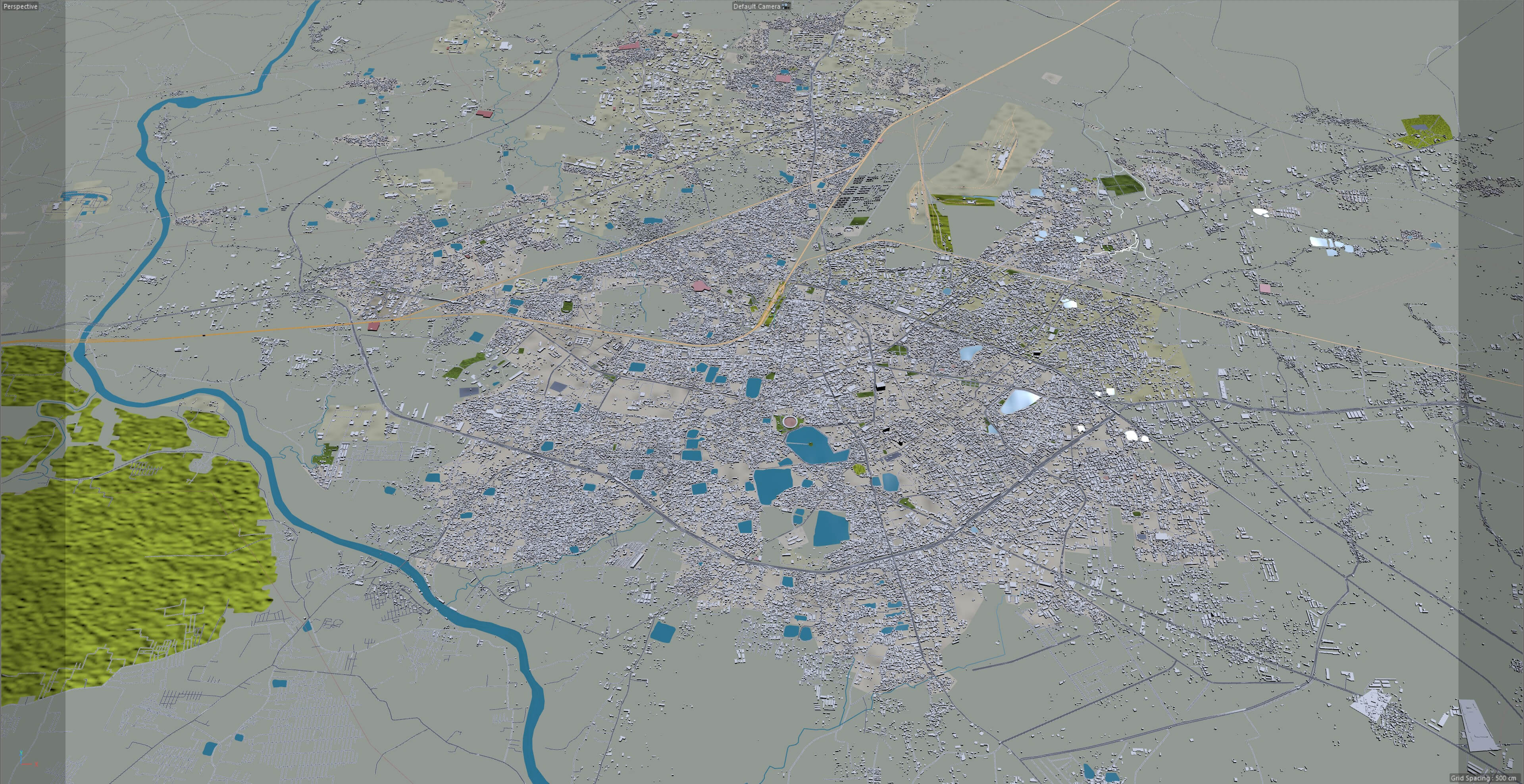 Raipur City Chhattisgarh India 3D Model 30km by 3dstudio