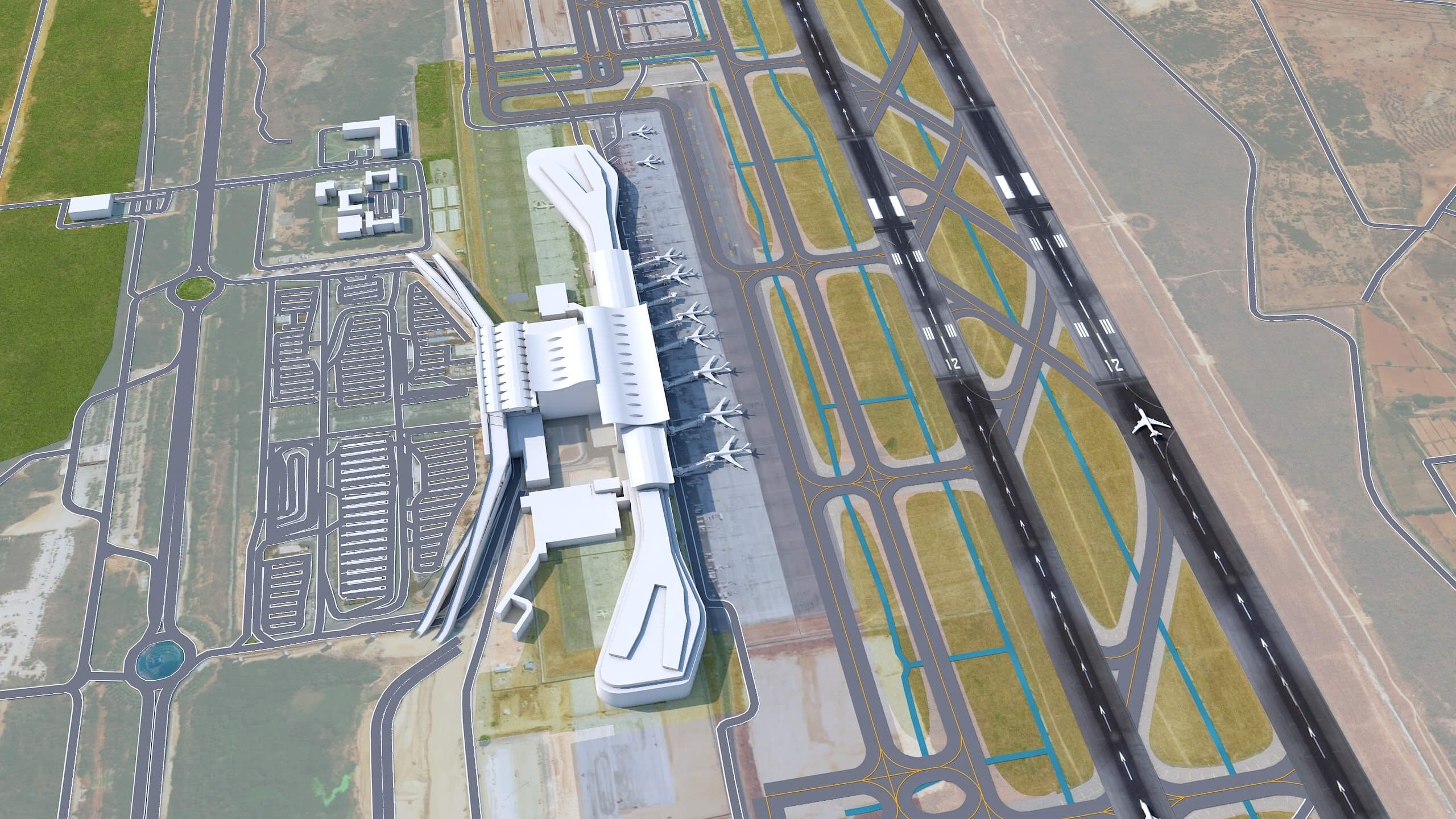 Rajiv Gandhi International Airport Hyderabad 10km - 3D Model by 3dstudio