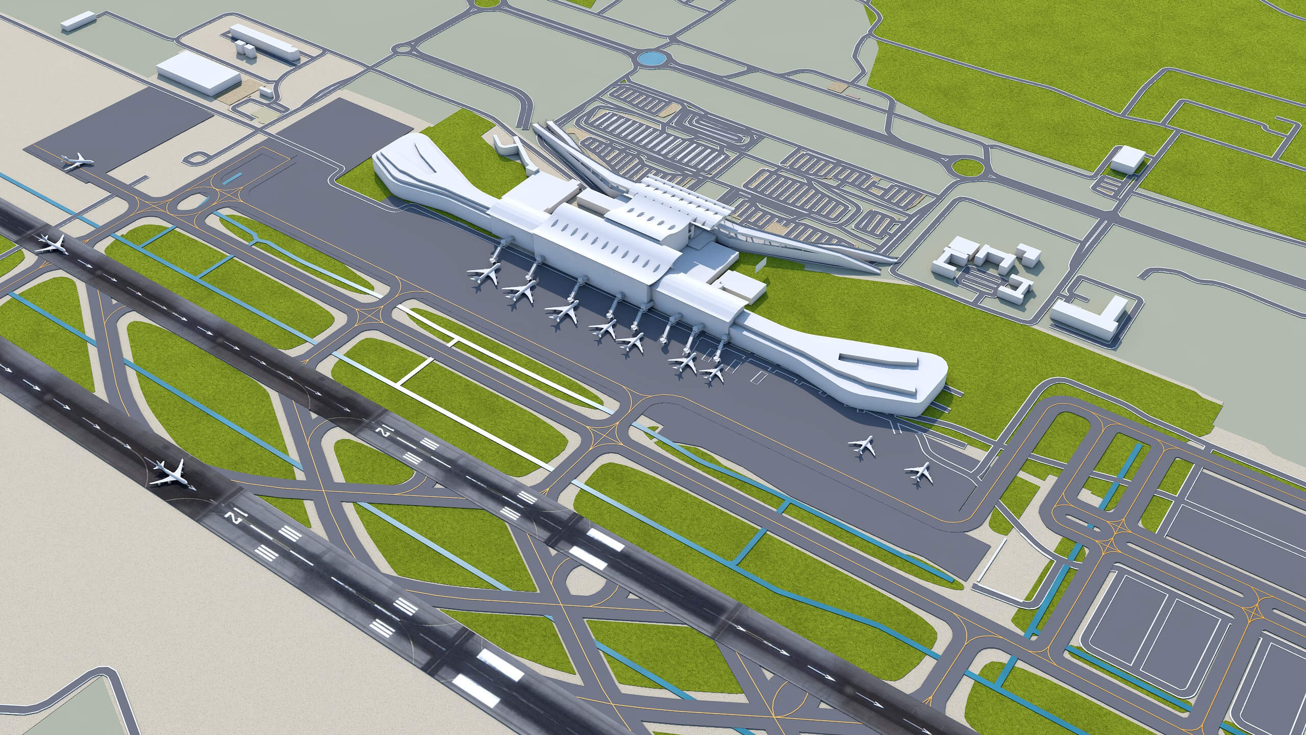 Rajiv Gandhi International Airport Hyderabad 10km - 3D Model by 3dstudio