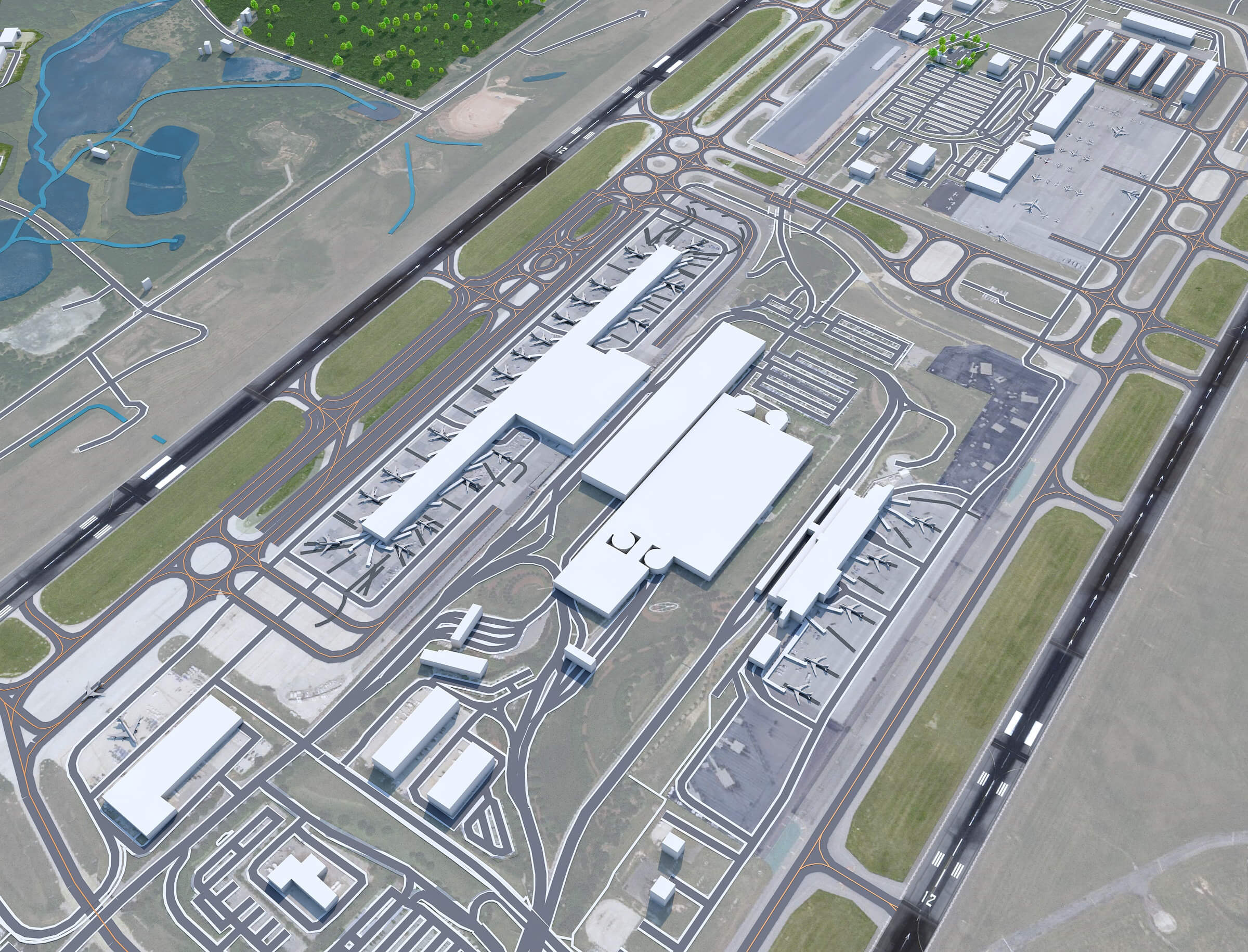 Raleigh Durham Airport 3D Model 10km by 3dstudio