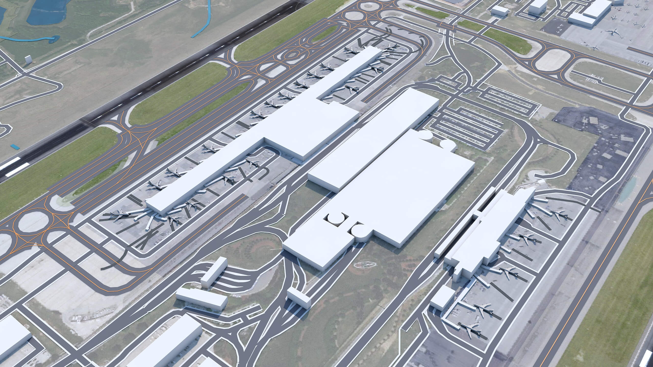 Raleigh Durham Airport 3D Model 10km by 3dstudio