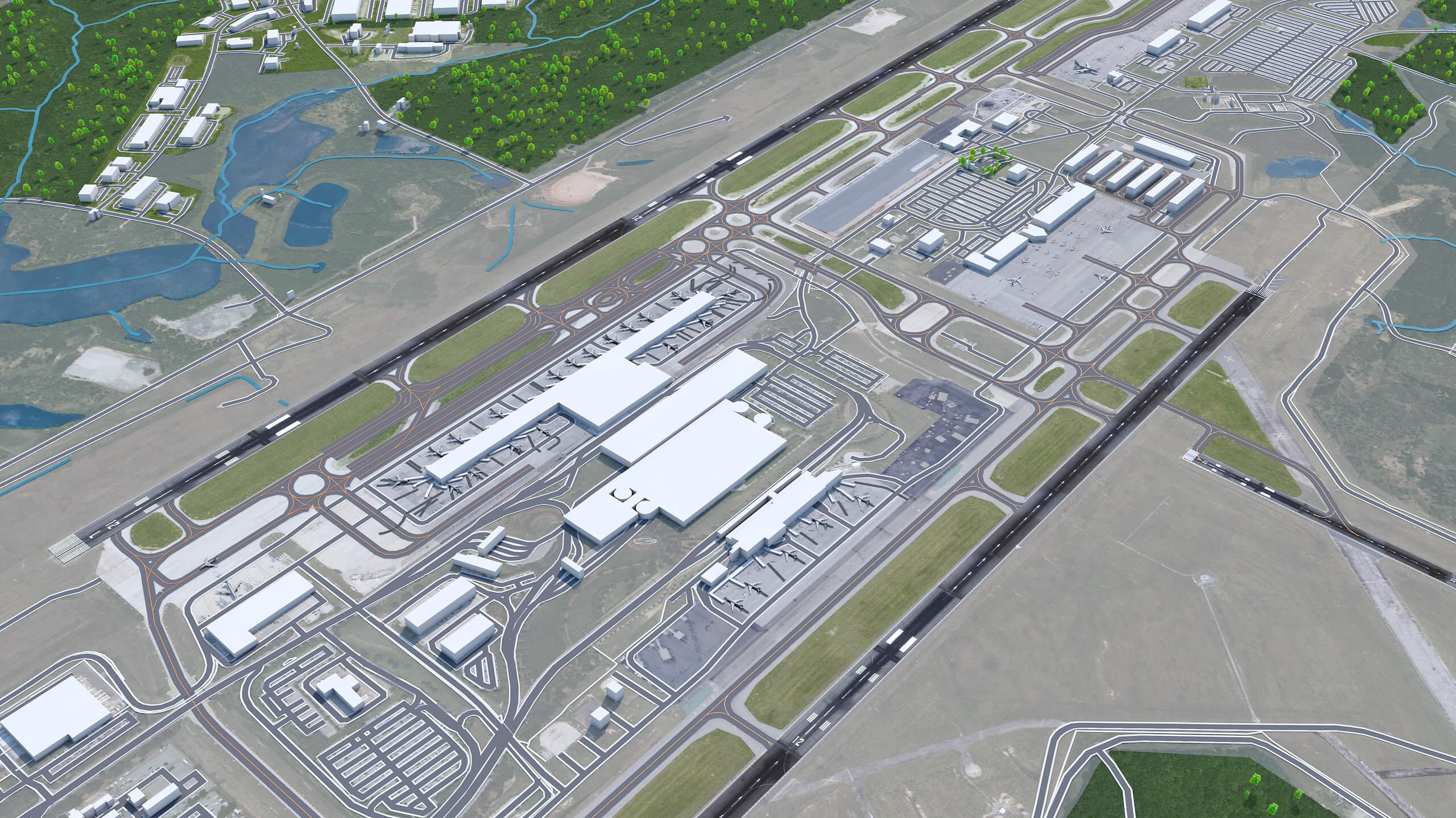 Raleigh Durham Airport 3D Model 10km by 3dstudio