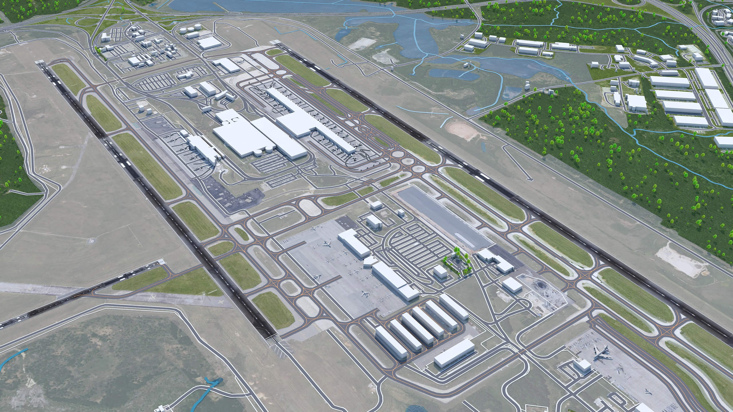 Raleigh Durham Airport 3D Model 10km by 3dstudio
