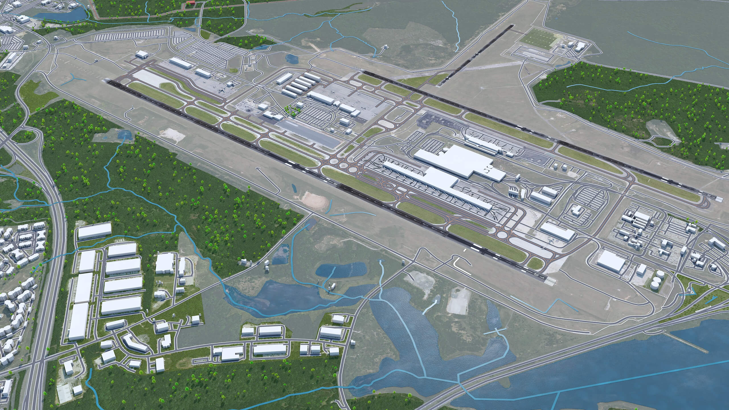 Raleigh Durham Airport 3D Model 10km by 3dstudio