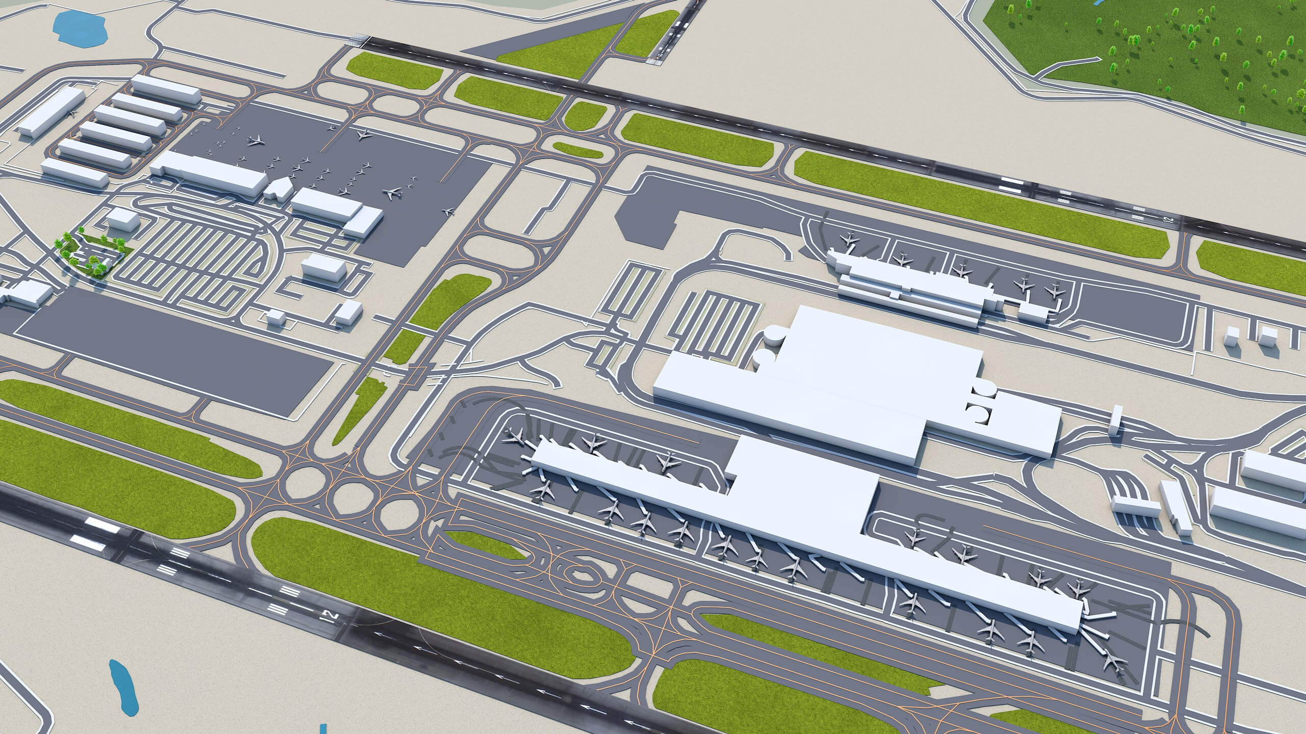 Raleigh Durham Airport 3D Model 10km by 3dstudio