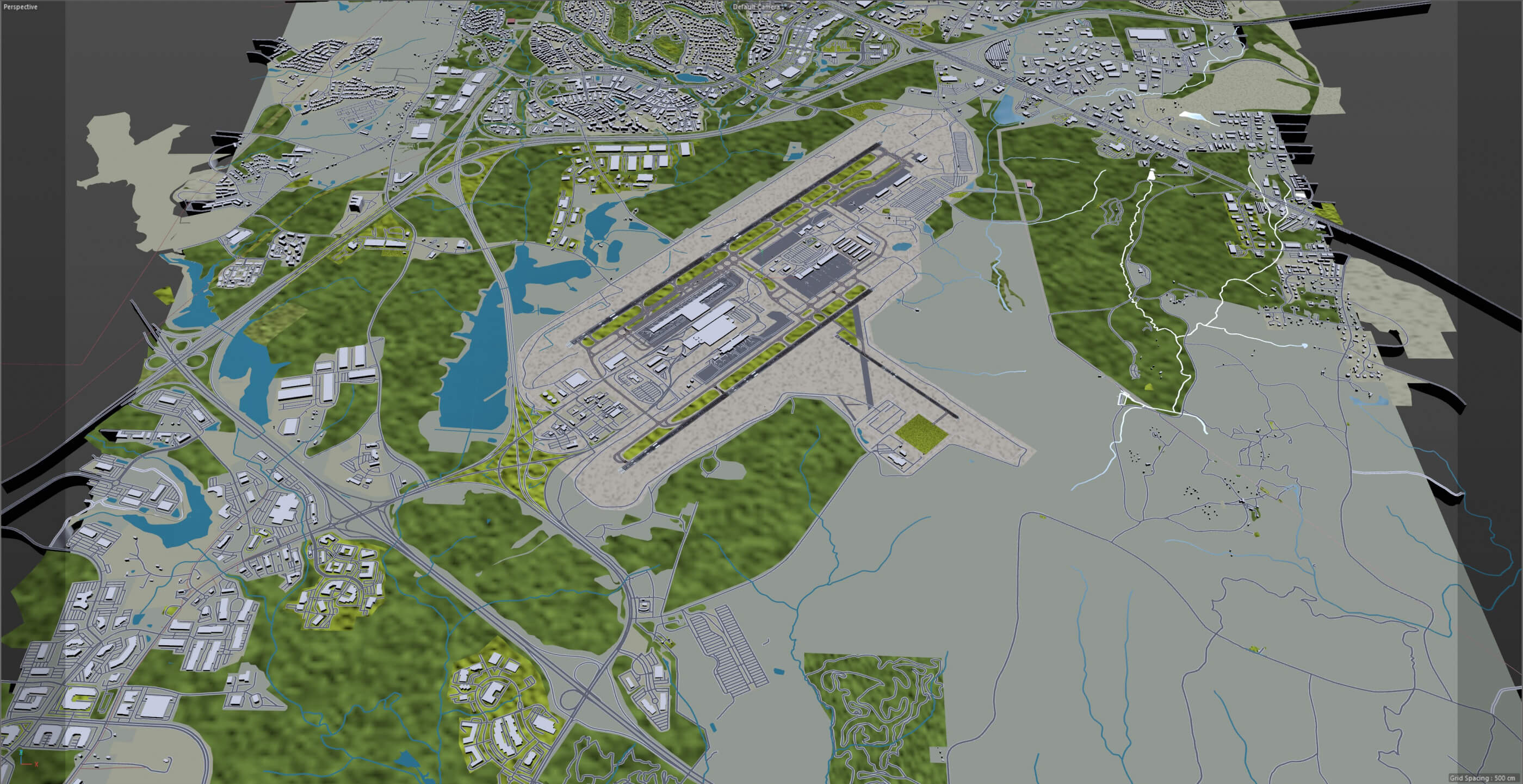 Raleigh Durham Airport 3D Model 10km by 3dstudio