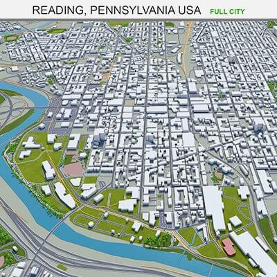 Reading, Pennsylvania USA 30km - 3D Model by 3dstudio