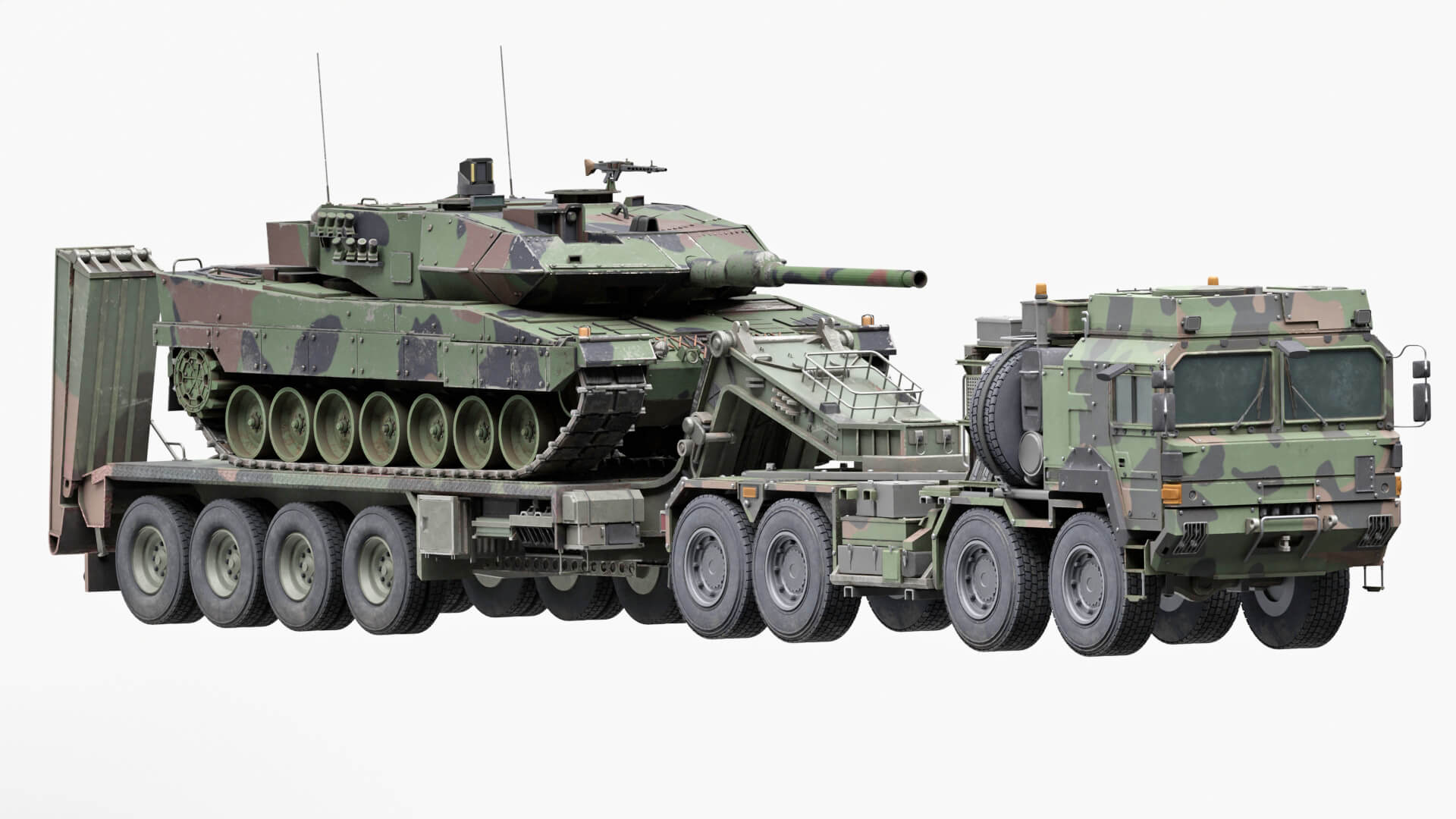 Rheinmetall HX81 Military Truck With Troller Tank - 3D Model by 3dstudio