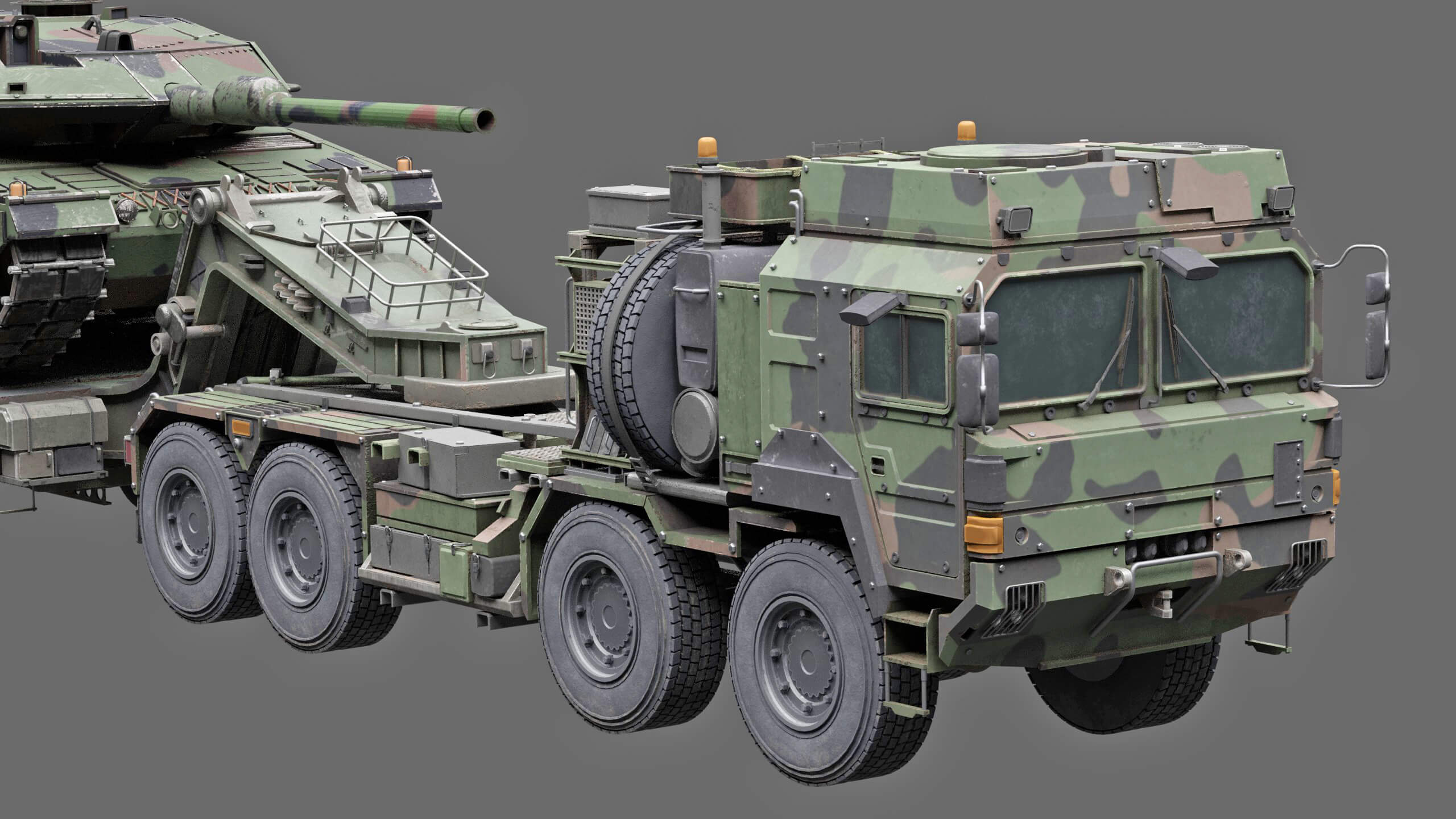 Rheinmetall HX81 Military Truck With Troller Tank - 3D Model by 3dstudio