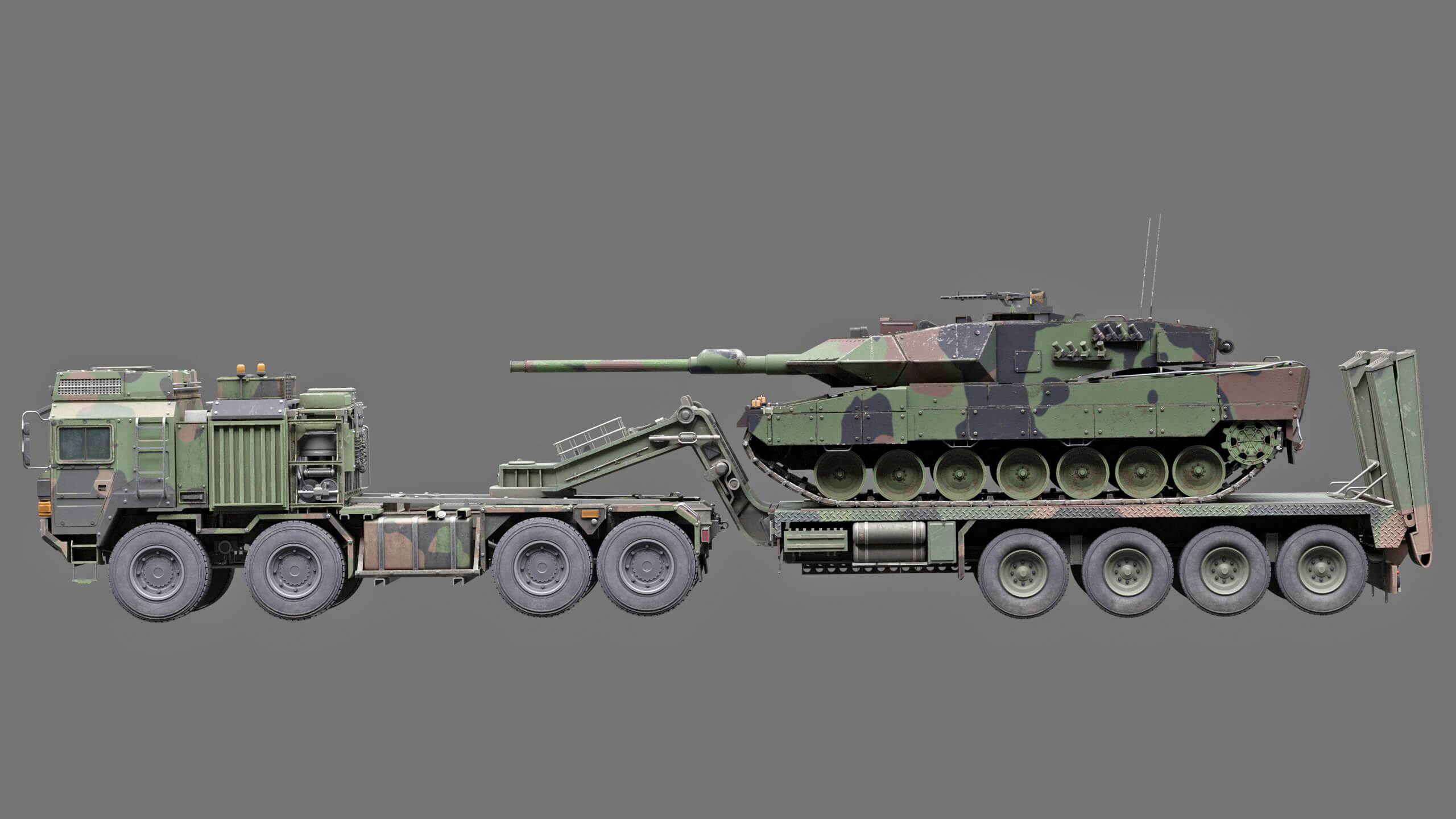 Rheinmetall HX81 Military Truck With Troller Tank - 3D Model by 3dstudio