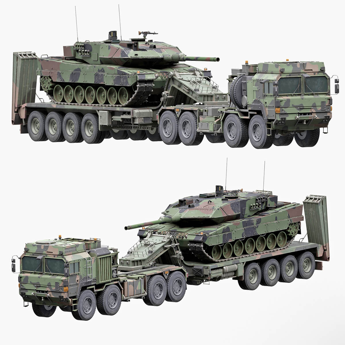 Rheinmetall HX81 Military Truck With Troller Tank - 3D Model by 3dstudio