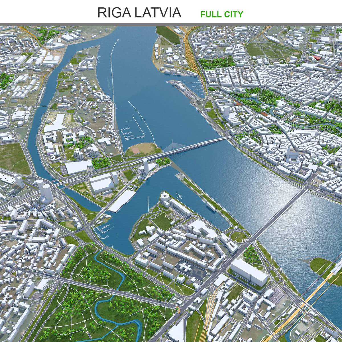 Riga, Latvia 50km - 3D Model by 3dstudio