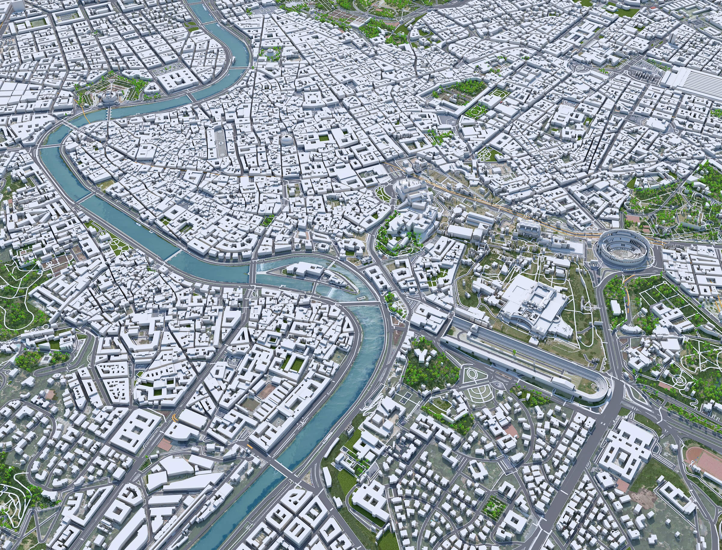 Rome Downtown Italy 8km - 3D Model by 3dstudio