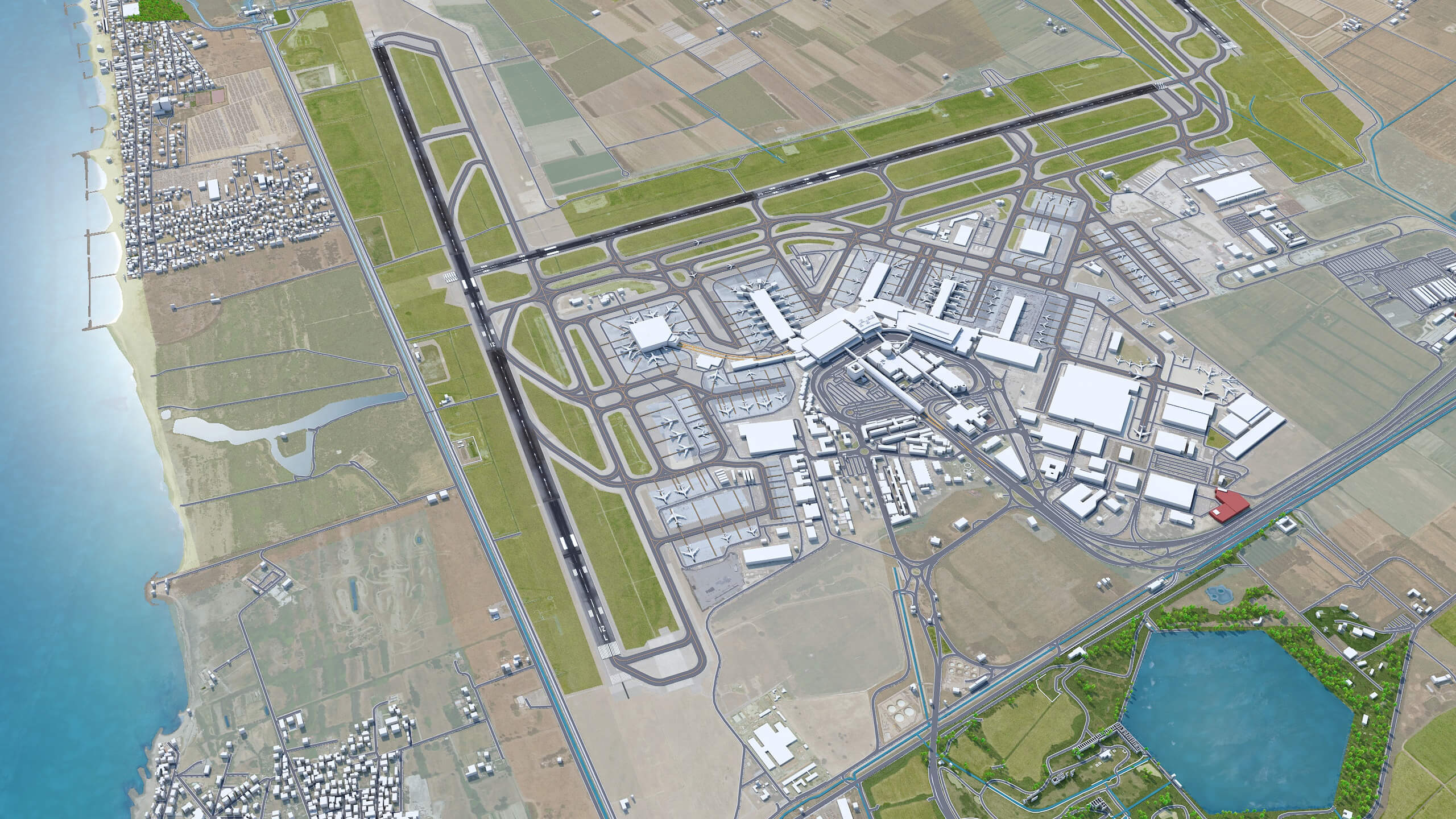 Rome Fiumicino Airport - 3D Model by 3dstudio