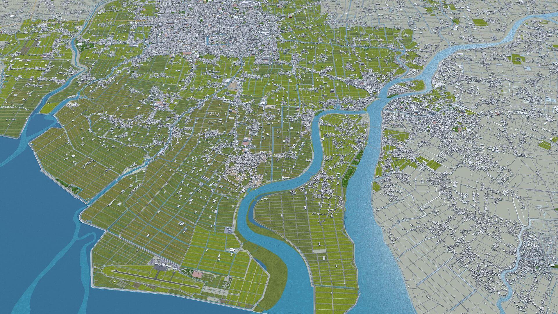 Saga City, Japan 50km - 3D Model by 3dstudio