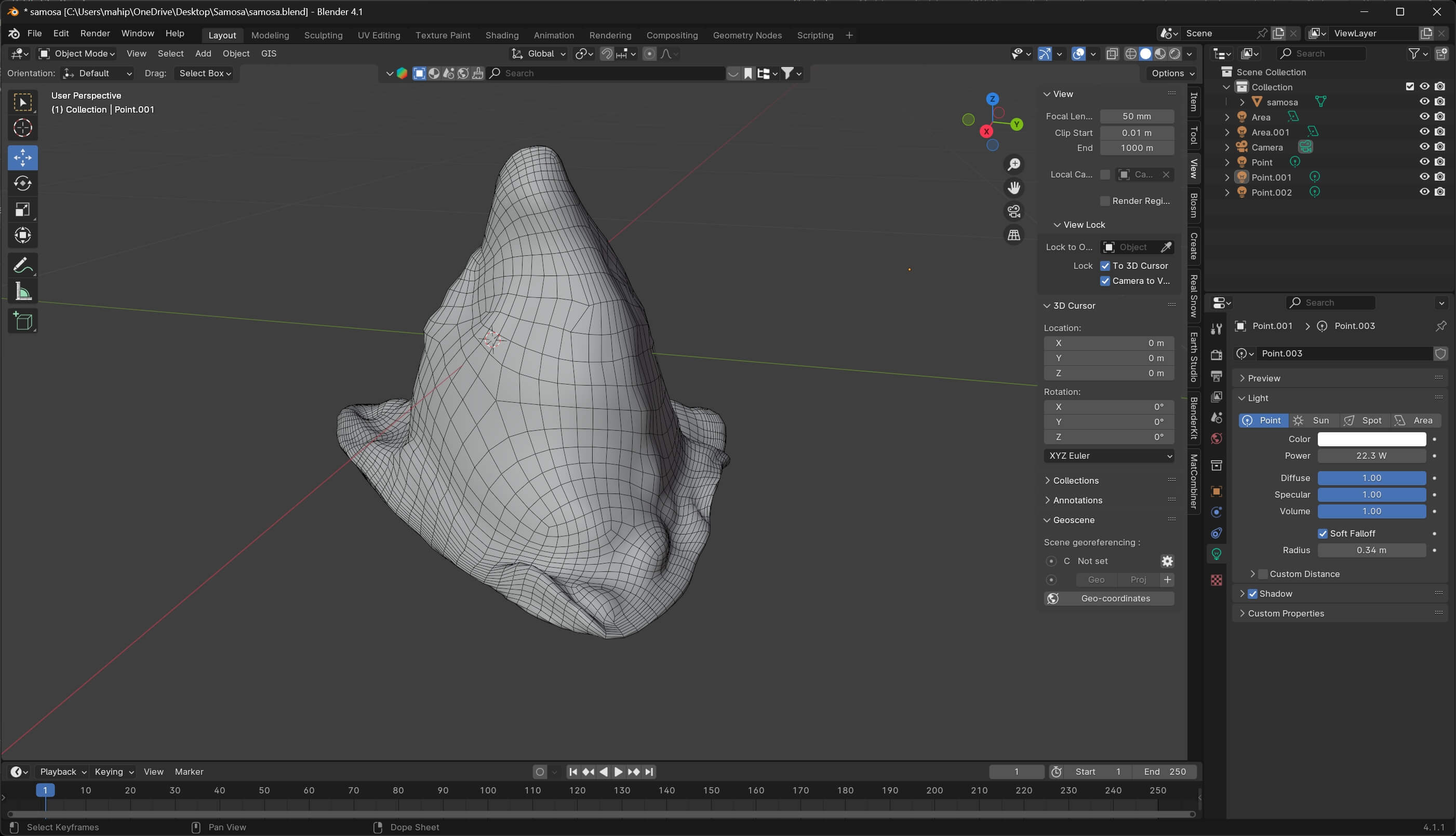 Samosa 3D Model by 3dstudio