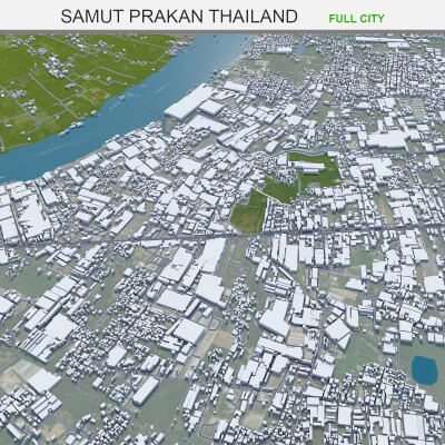 Samut Prakan City Thailand 3D Model 60km by 3dstudio