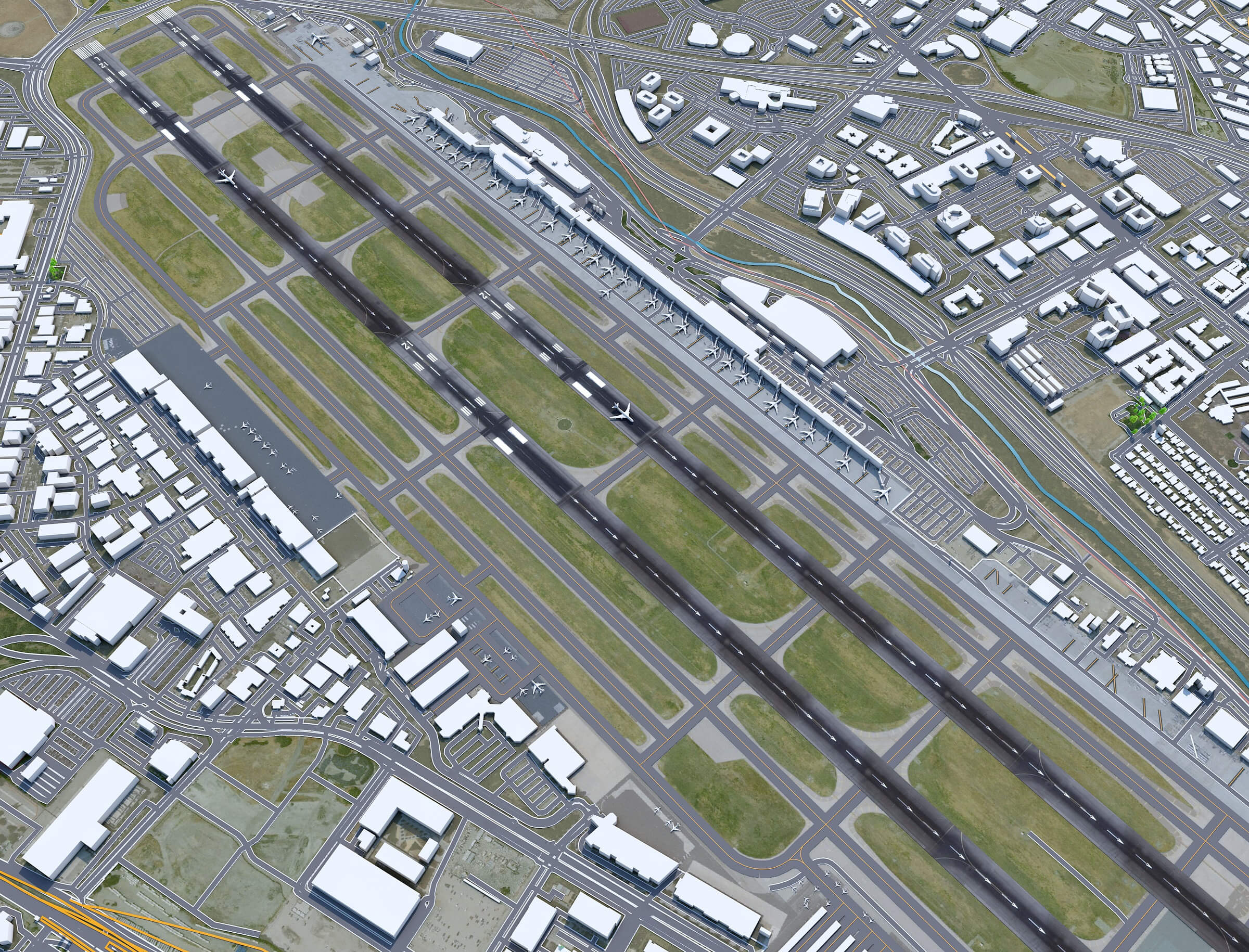 San Jose Airport 3D Model 10km by 3dstudio
